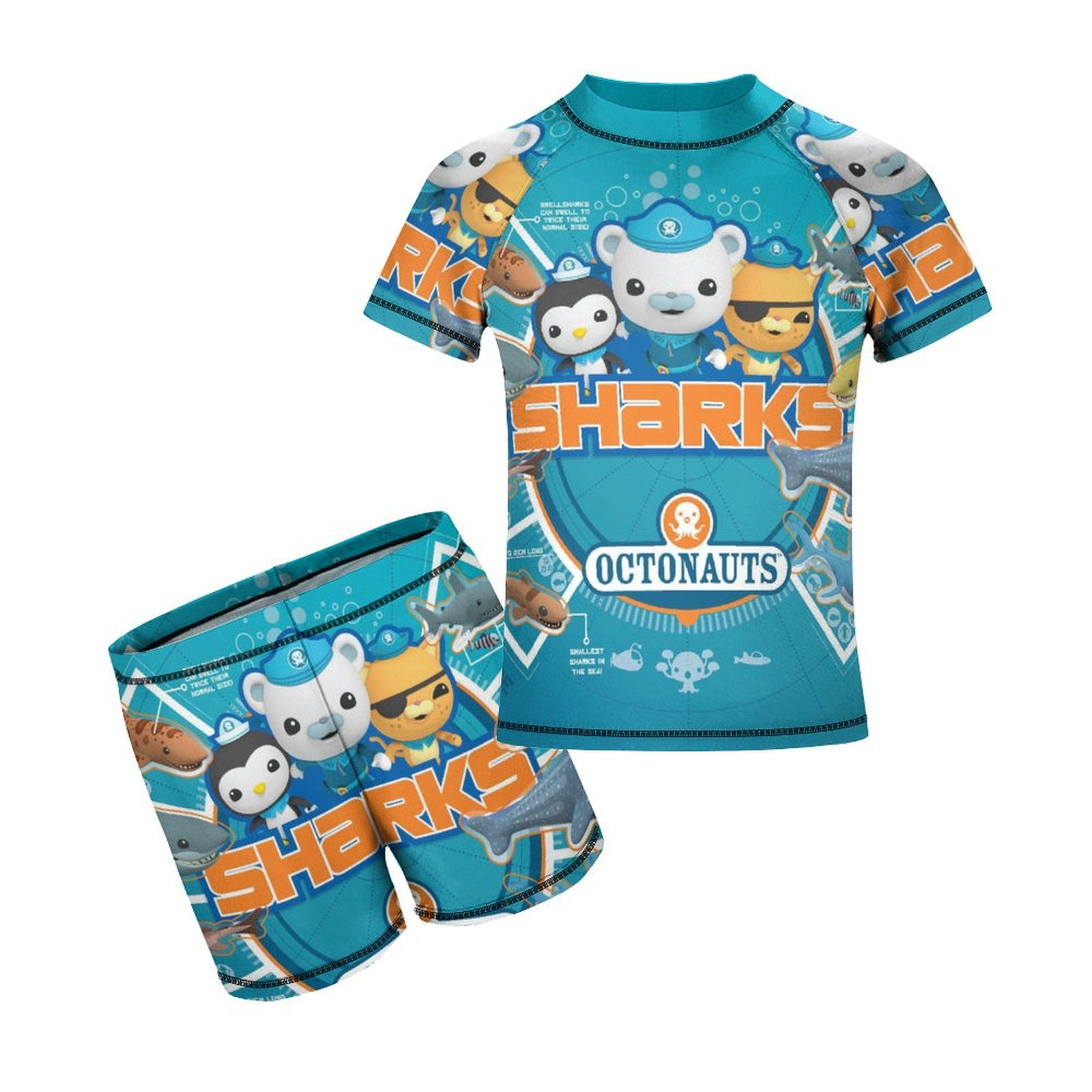 Octonauts Boys 2-Piece Swimsuit Set, Short Sleeve Rash Guard & Swim ...