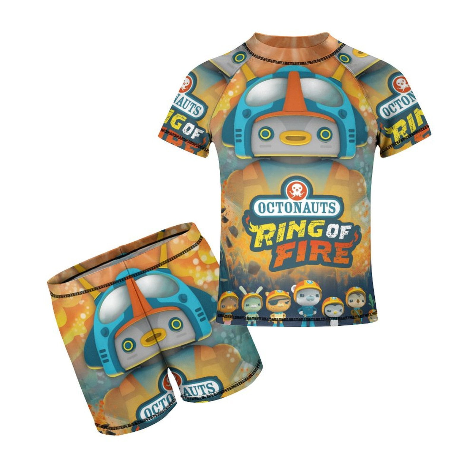 Octonauts Boys 2-Piece Swimsuit Set, Short Sleeve Rash Guard & Swim ...