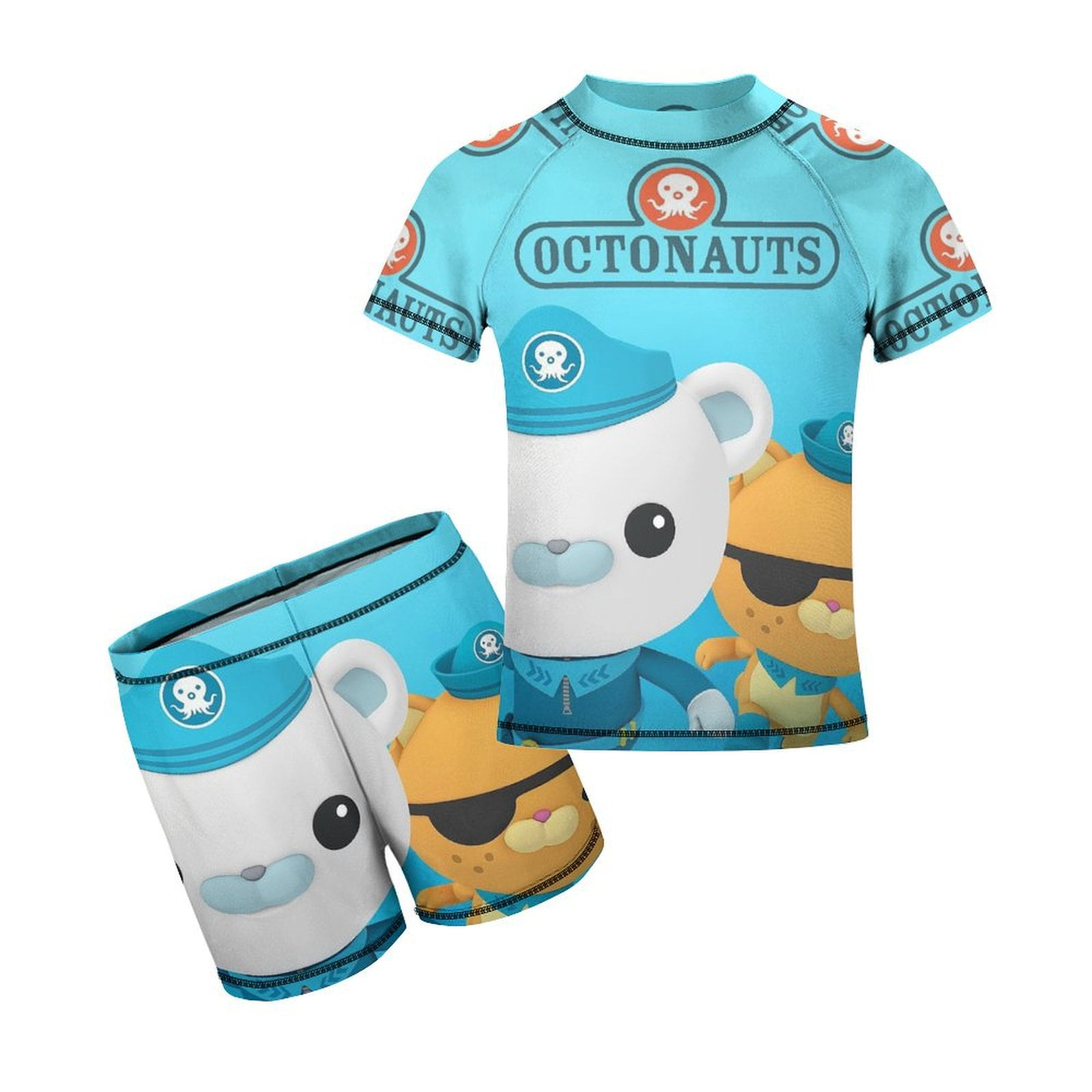 Octonauts Boys 2-Piece Swimsuit Set, Short Sleeve Rash Guard & Swim ...