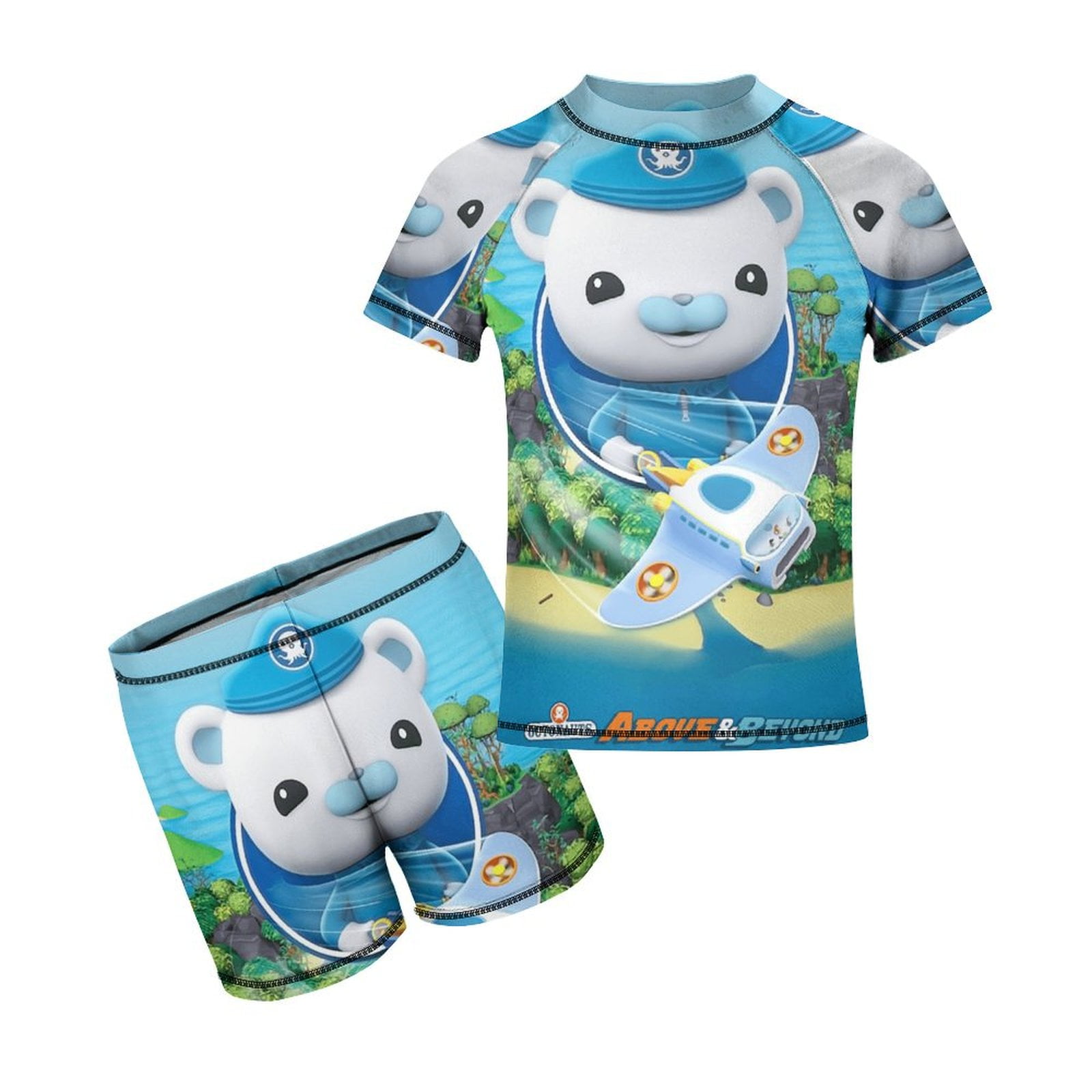 Octonauts Boys 2-Piece Swimsuit Set, Short Sleeve Rash Guard & Swim ...