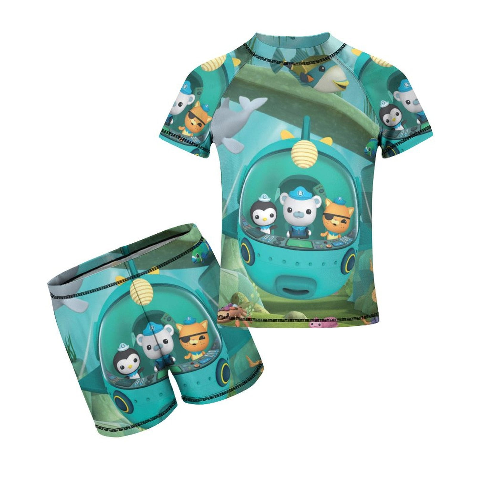 Octonauts Boys 2-Piece Swimsuit Set, Short Sleeve Rash Guard & Swim ...