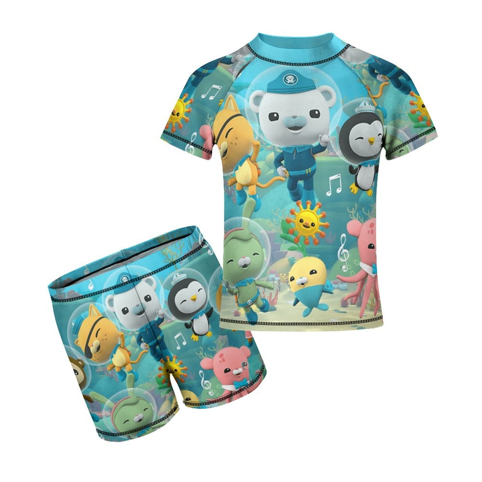 Octonauts Boys 2-Piece Swimsuit Set, Short Sleeve Rash Guard & Swim ...