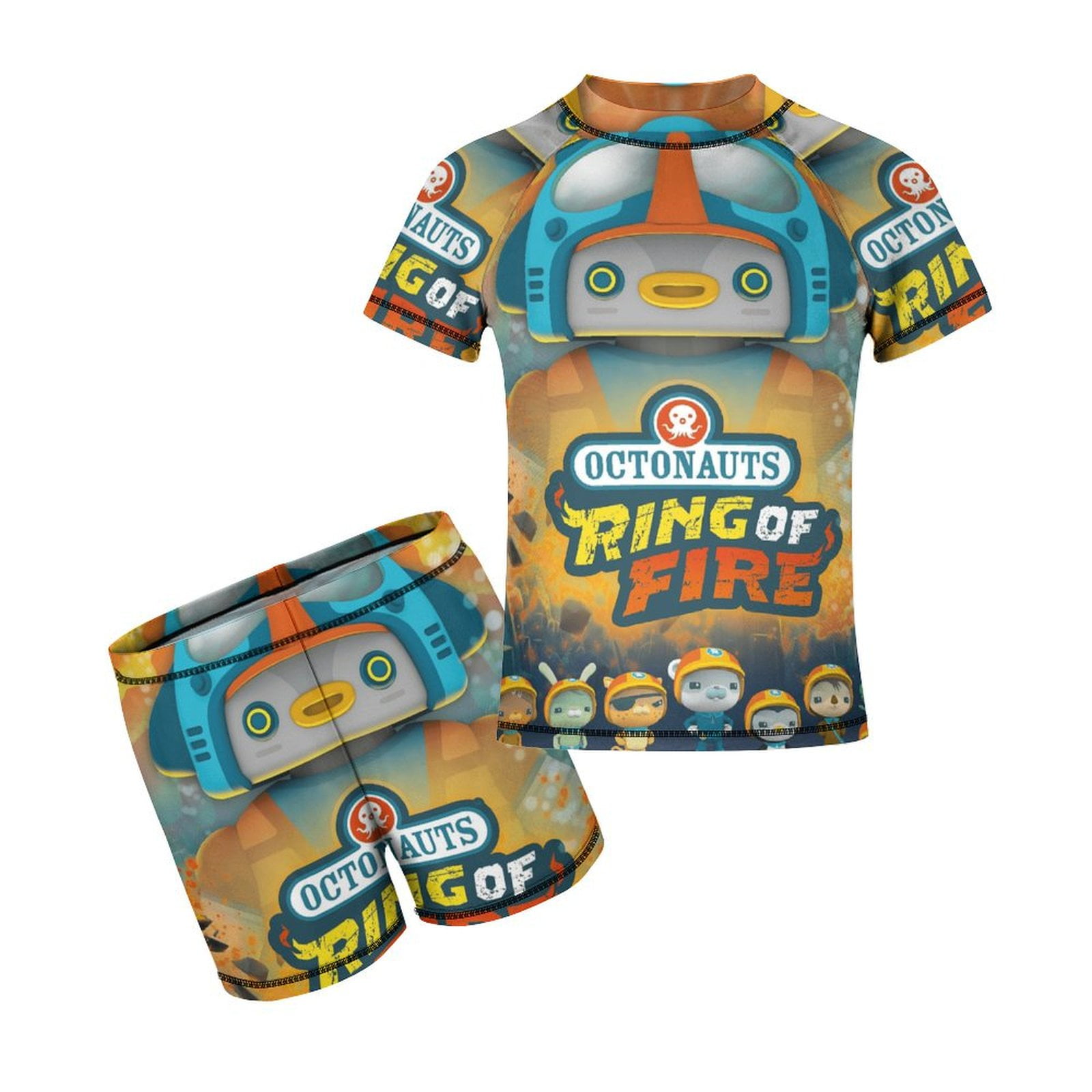 Octonauts Boys 2-Piece Swimsuit Set, Short Sleeve Rash Guard & Swim ...