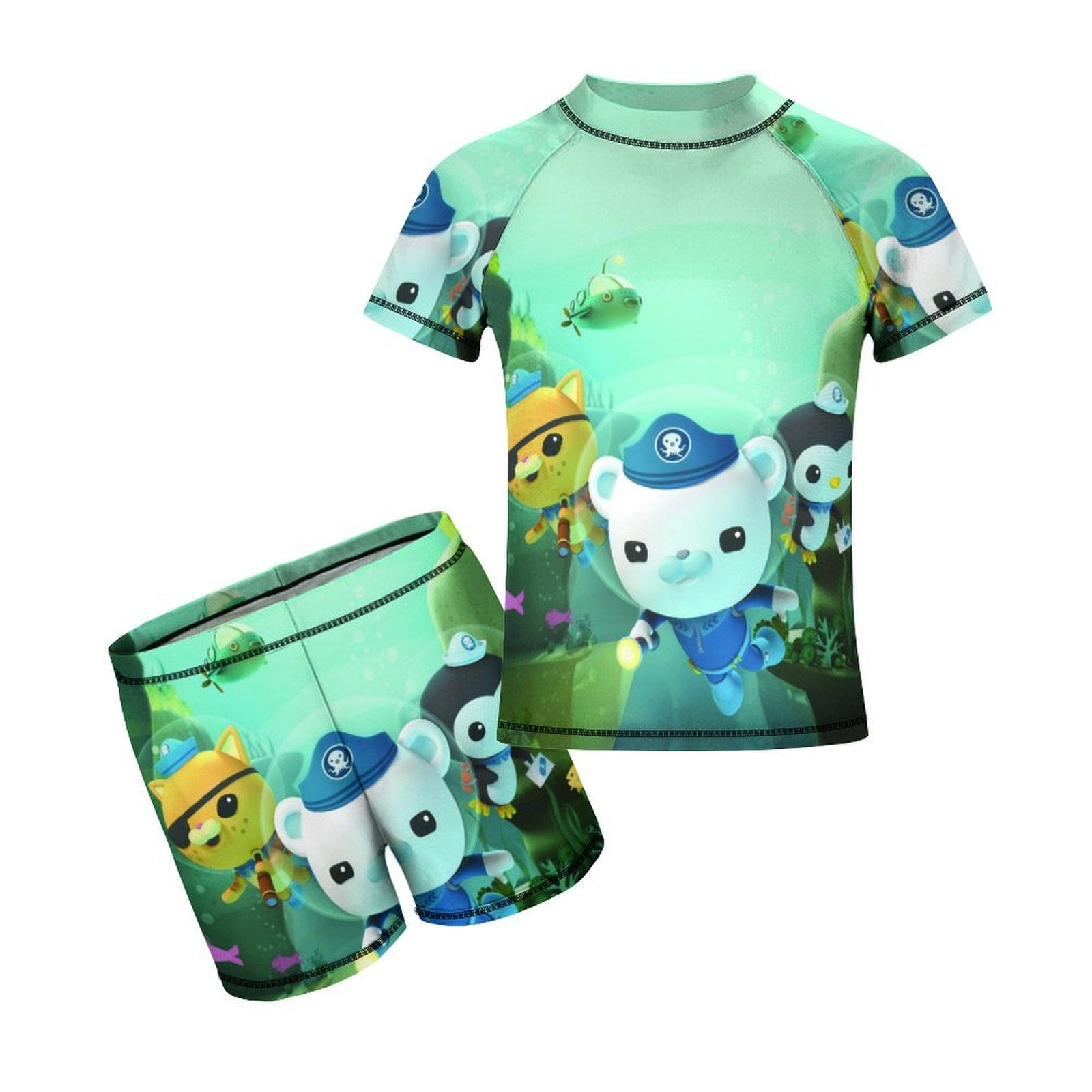 Octonauts Boys 2-Piece Swimsuit Set, Short Sleeve Rash Guard & Swim ...