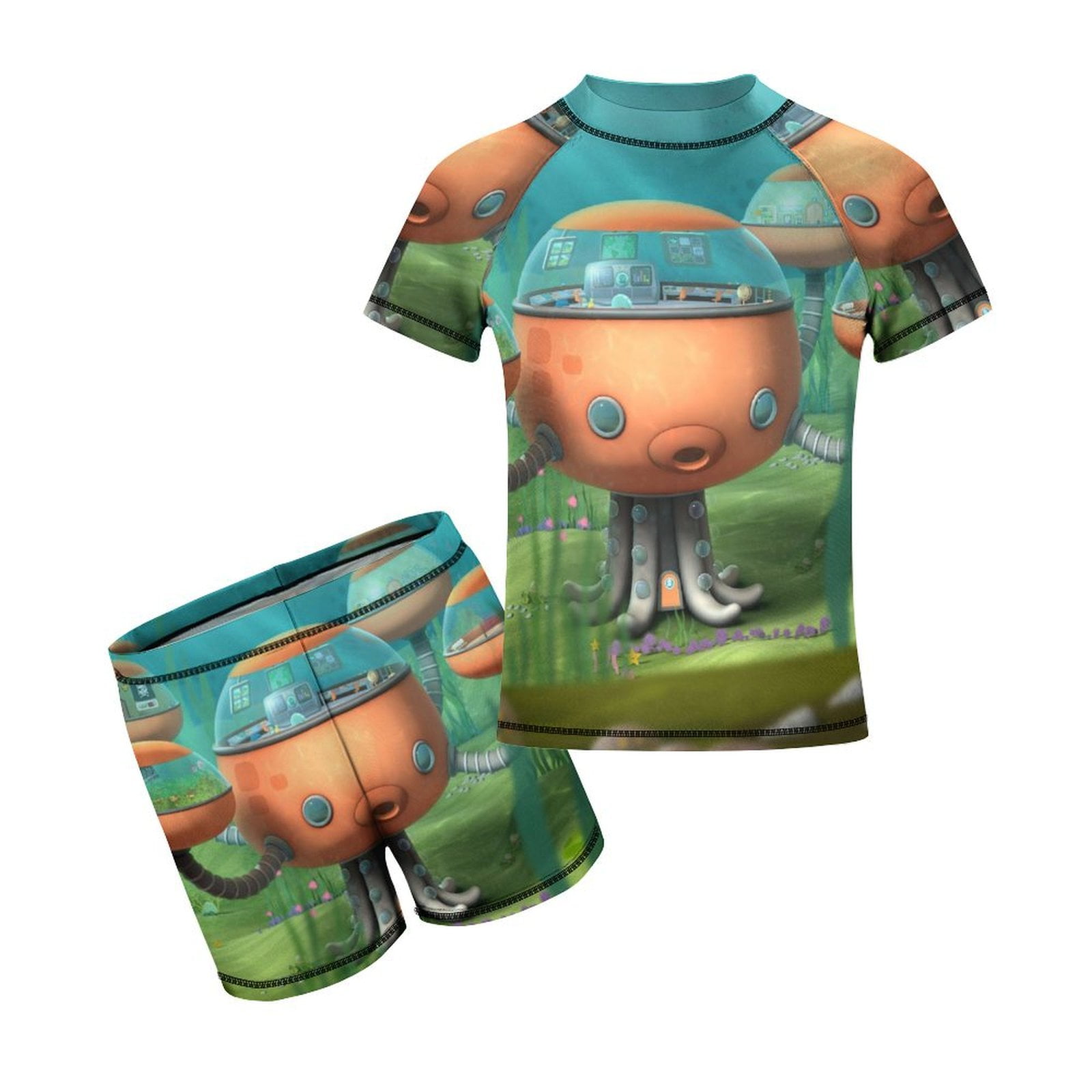 Octonauts Boys 2-Piece Swimsuit Set, Short Sleeve Rash Guard & Swim ...