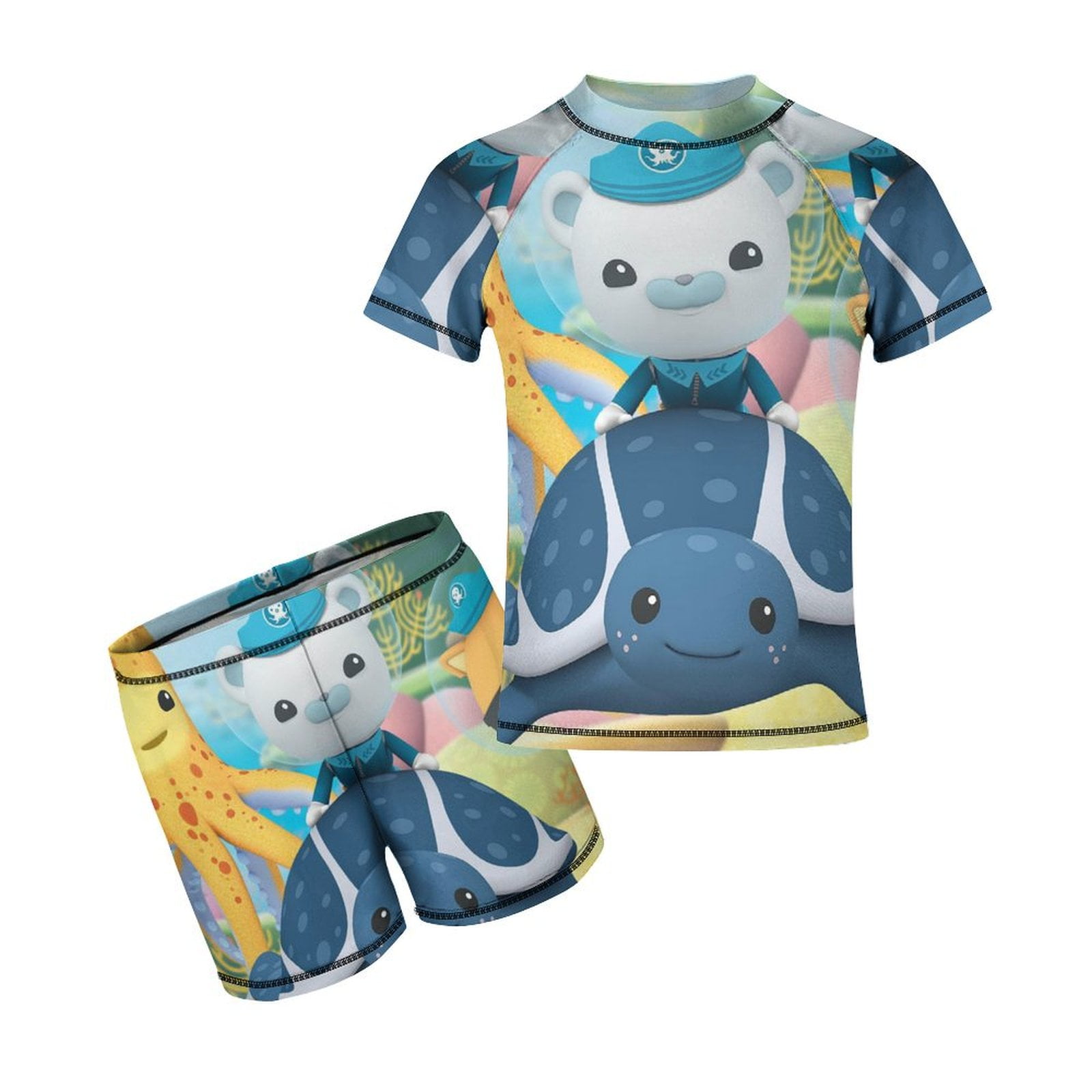 Octonauts Boys 2-Piece Swimsuit Set, Short Sleeve Rash Guard & Swim ...