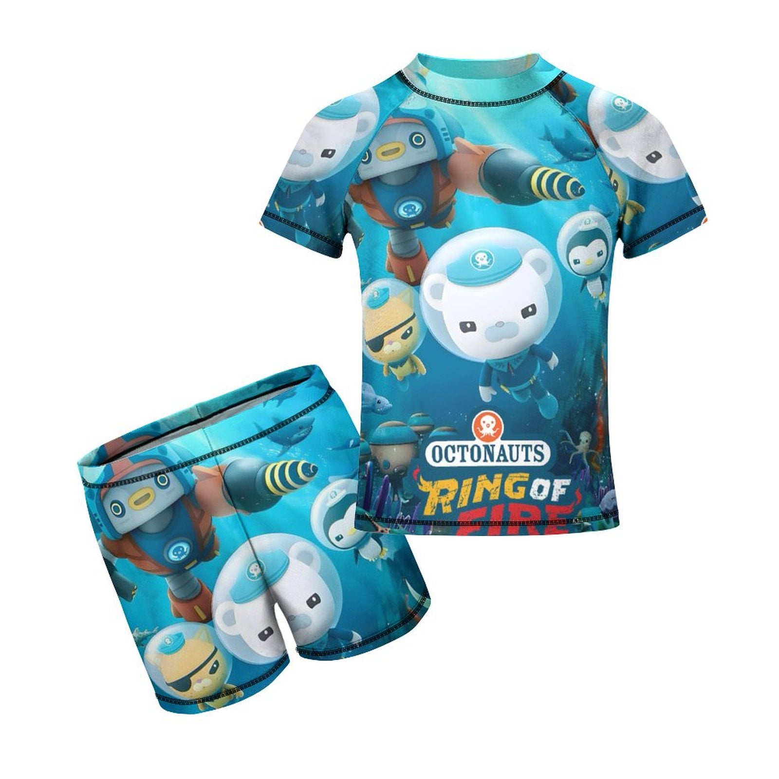 Octonauts Boys 2-Piece Swimsuit Set, Short Sleeve Rash Guard & Swim ...