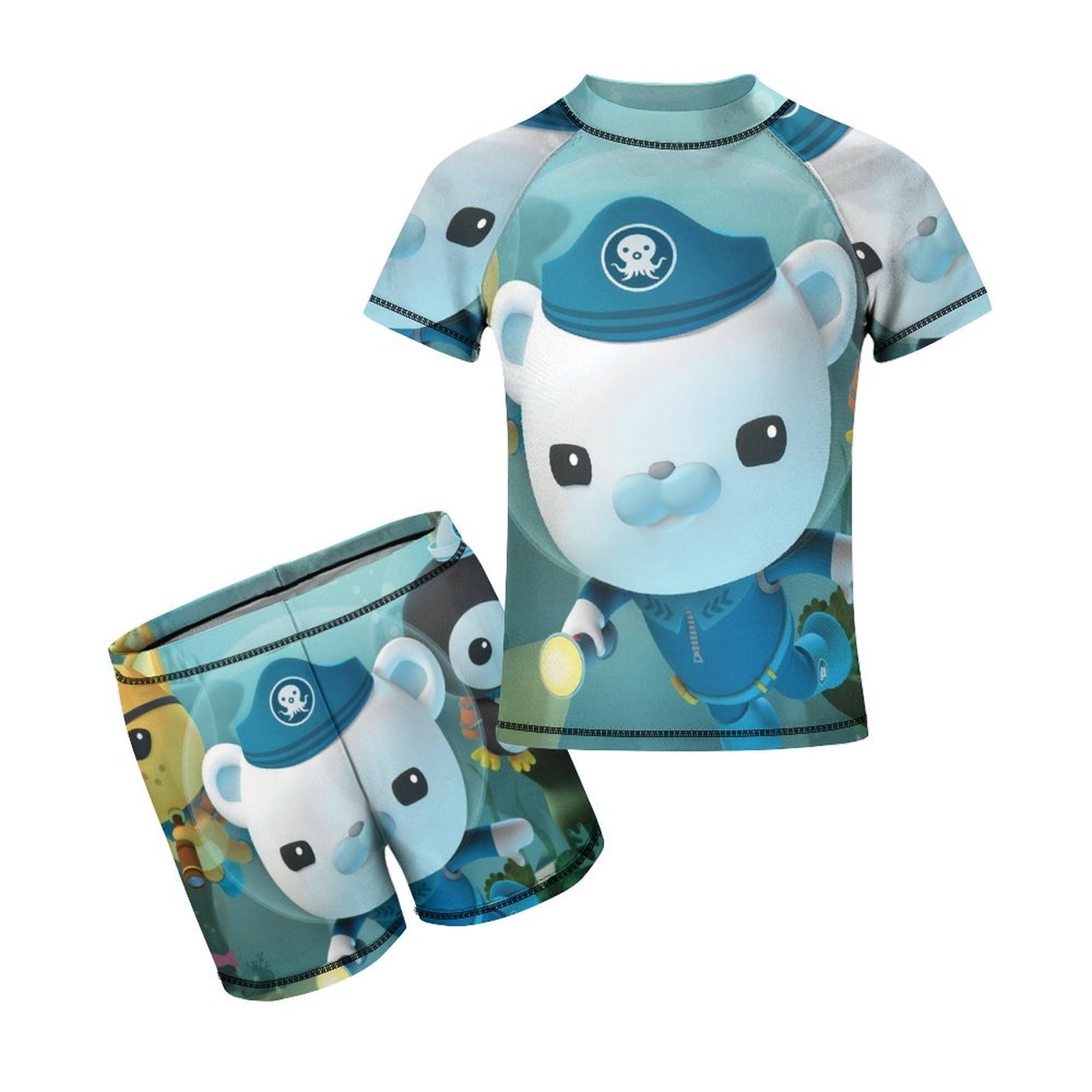 Octonauts Boys 2-Piece Swimsuit Set, Short Sleeve Rash Guard & Swim ...