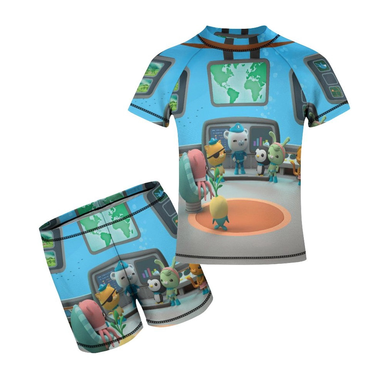 Octonauts Boys Two Piece Swimsuit Kids Swimwear Set Short Sleeve ...