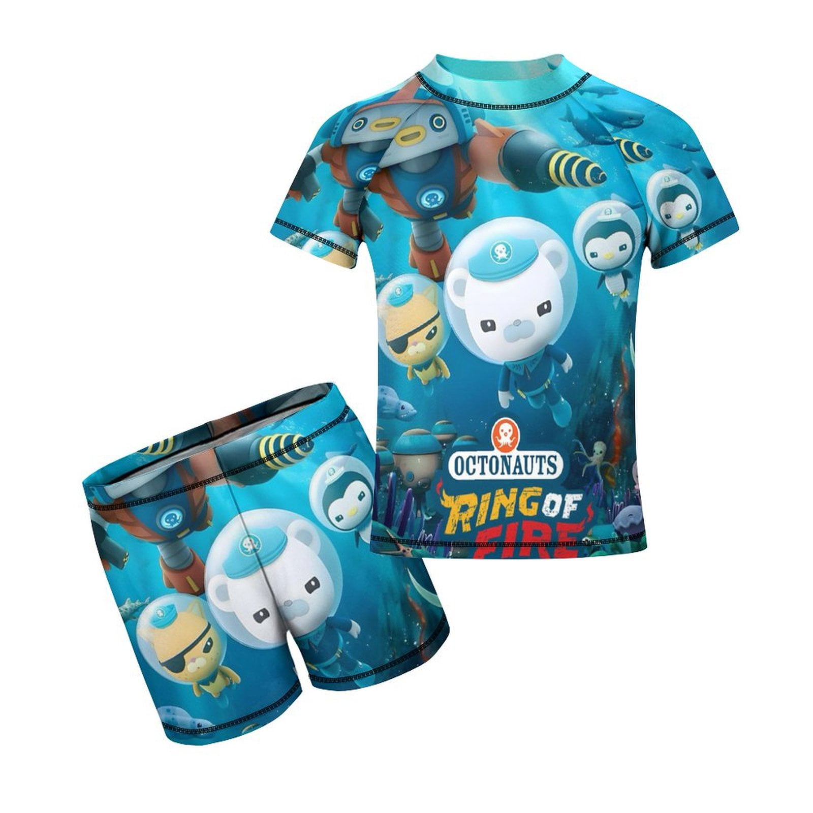 Octonauts Boys Two Piece Swimsuit Kids Swimwear Set Short Sleeve ...