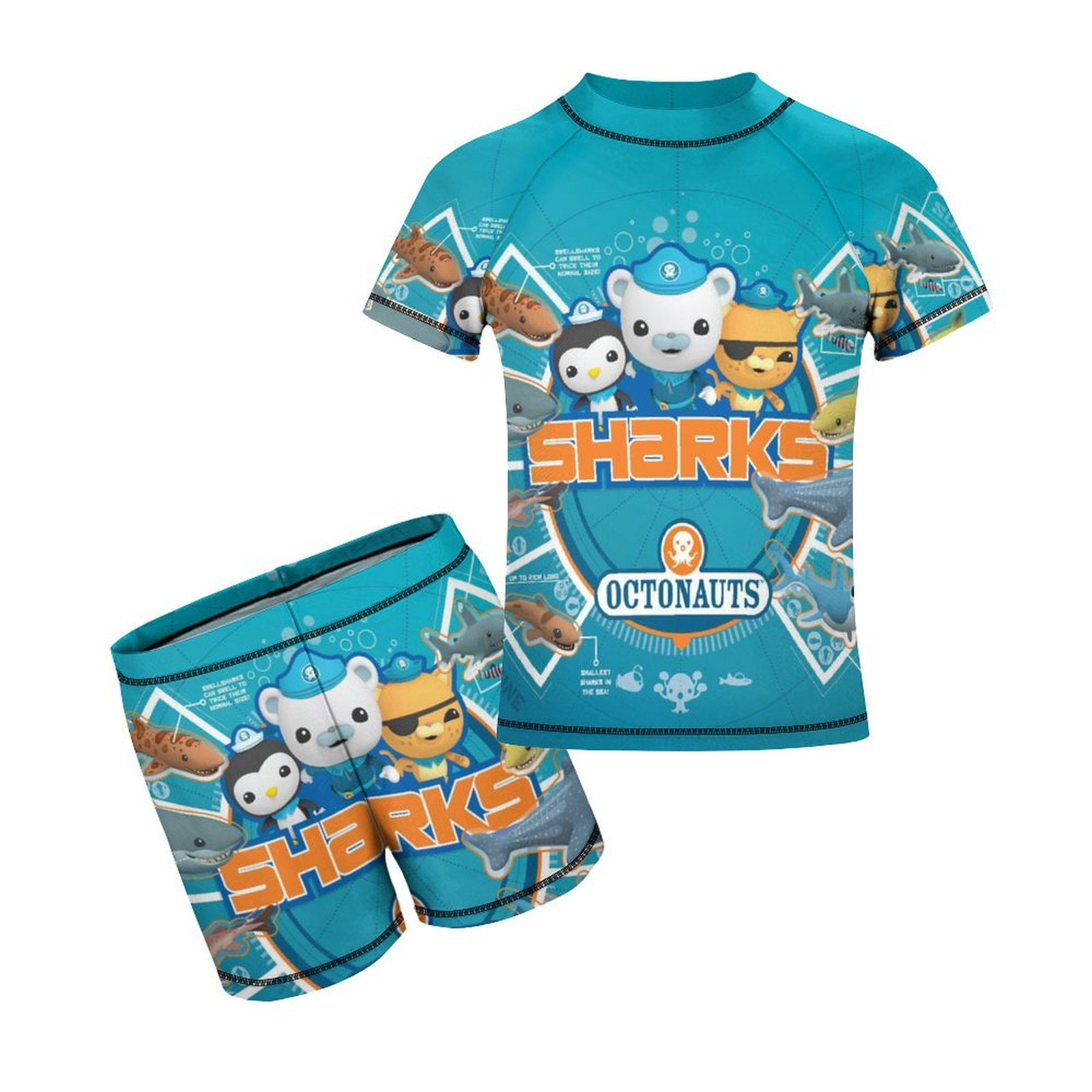 Octonauts Boys Two Piece Swimsuit Kids Swimwear Set Short Sleeve ...