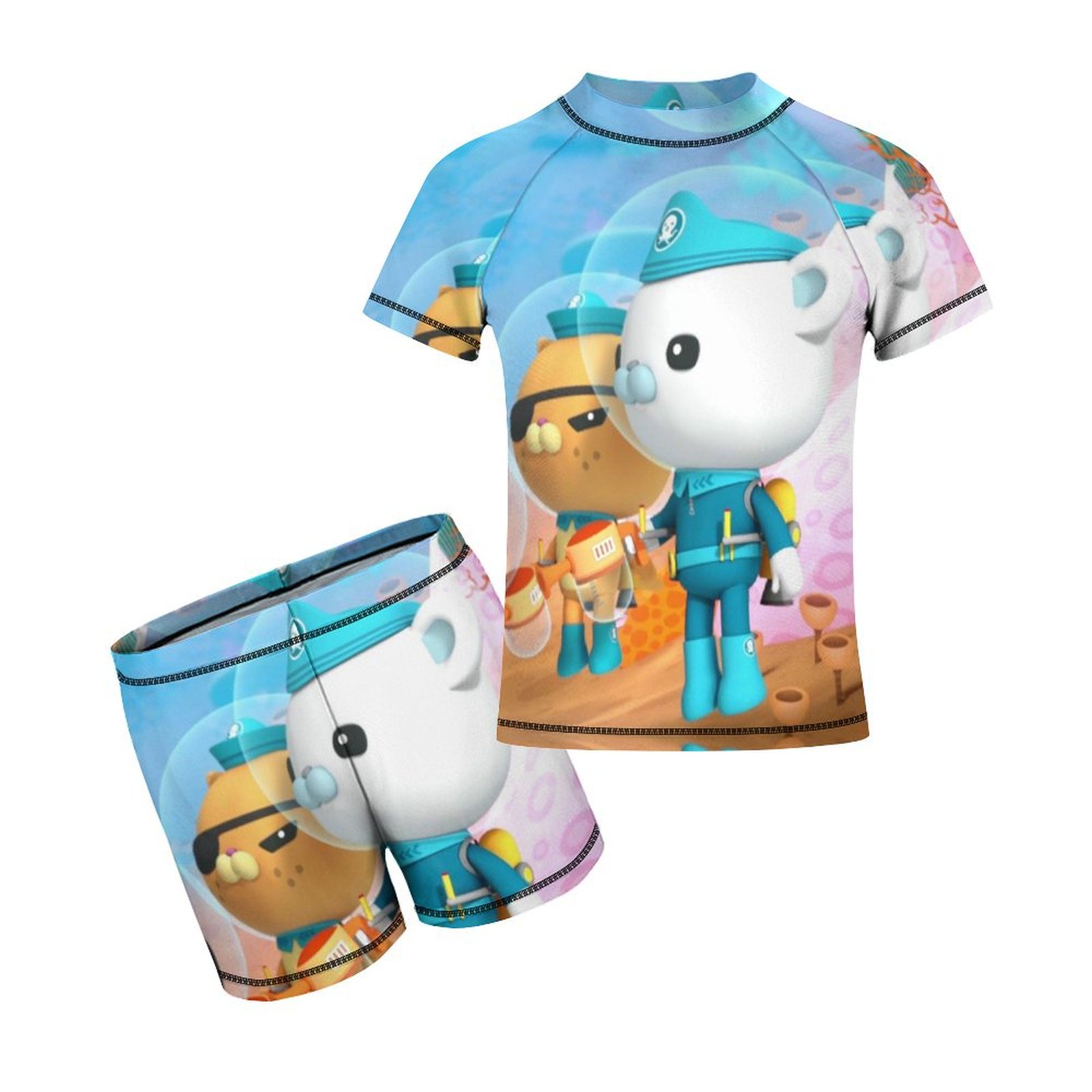 Octonauts Boys Two Piece Swimsuit Kids Swimwear Set Short Sleeve ...