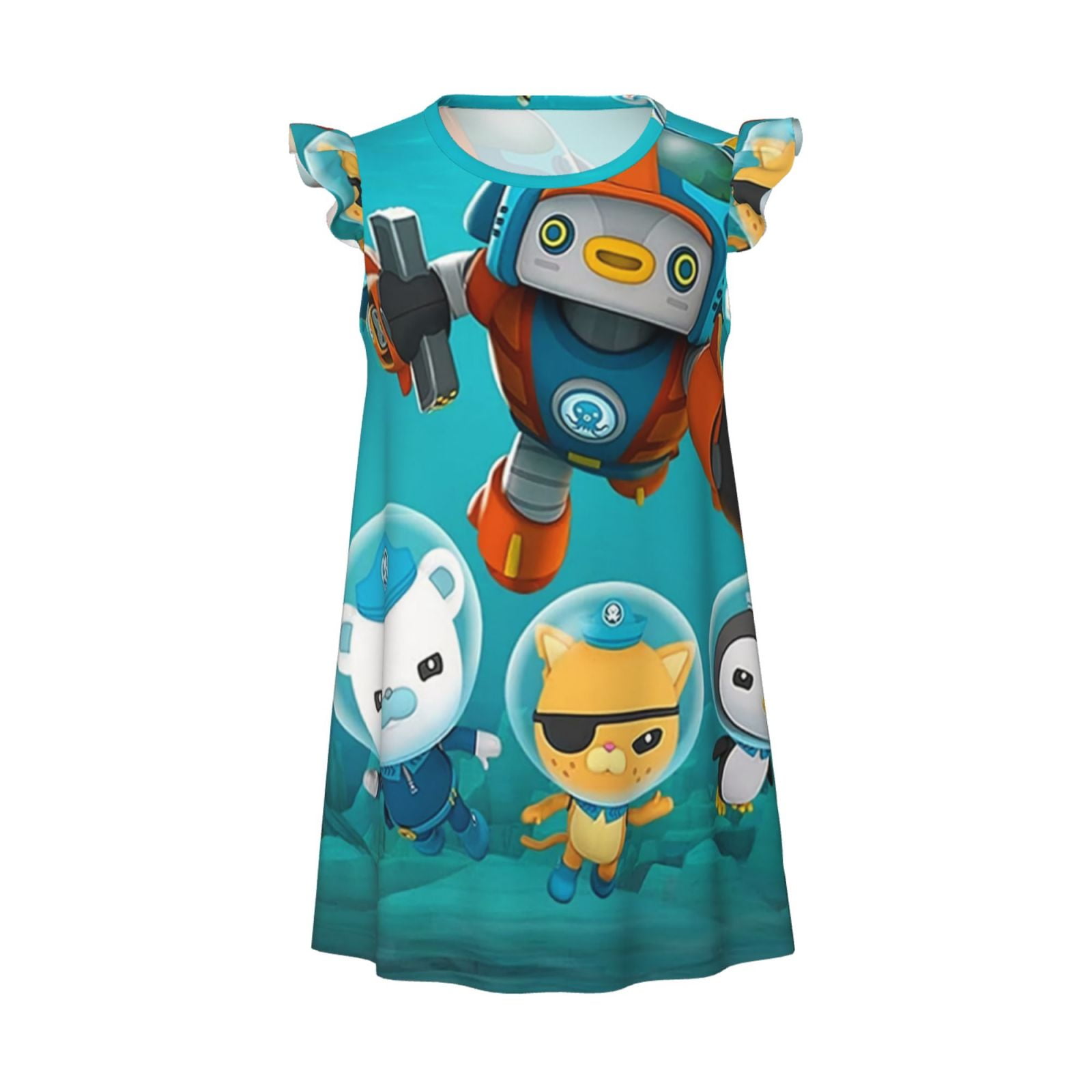 Octonauts Girls Nightgown Cute Printed Flutter Sleeve Pajamas Dress ...