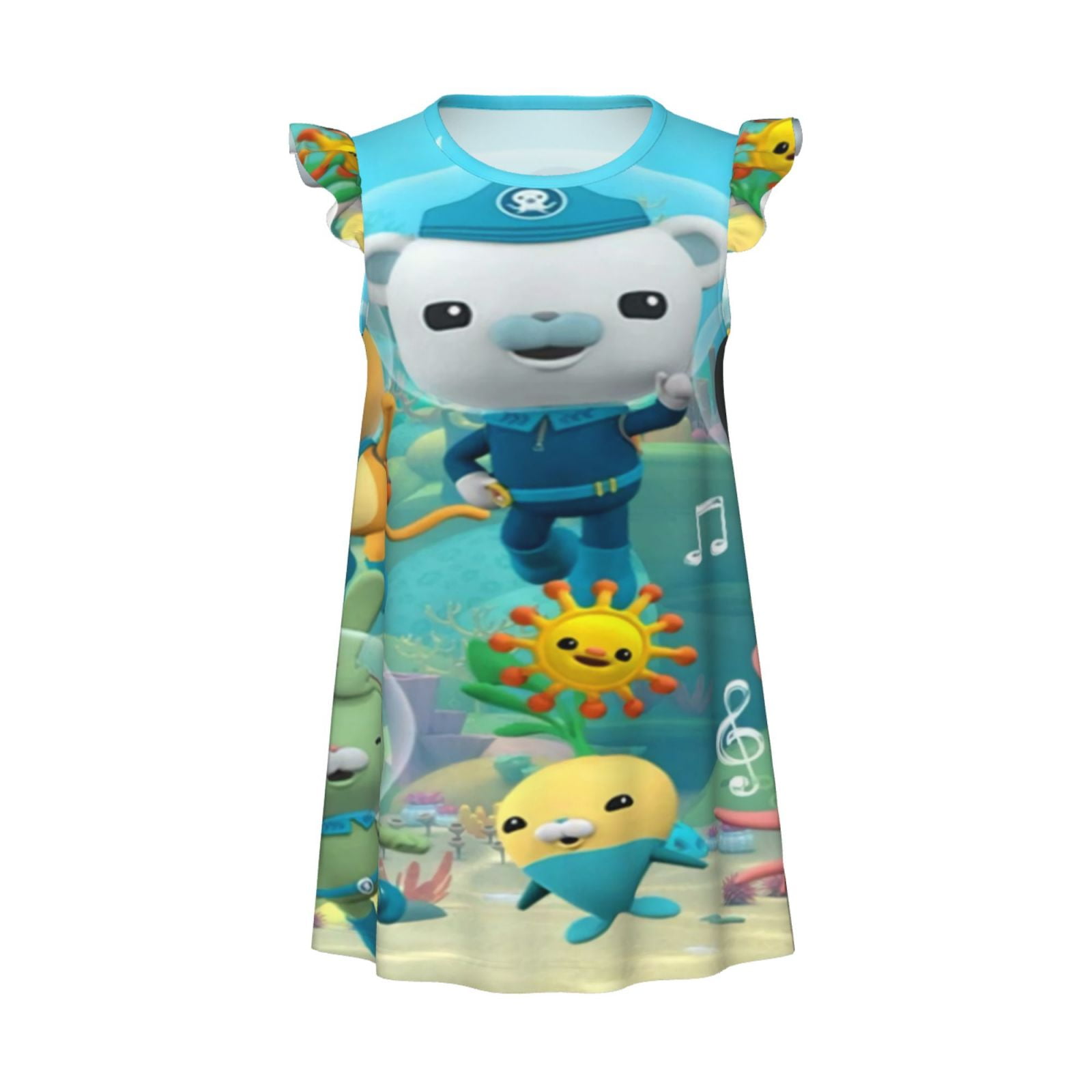 Octonauts Girls Nightgown Cute Printed Flutter Sleeve Pajamas Dress ...
