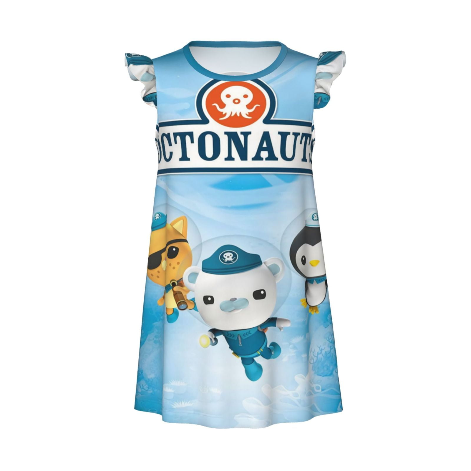 Octonauts Girls Nightgown Cute Printed Flutter Sleeve Pajamas Dress ...