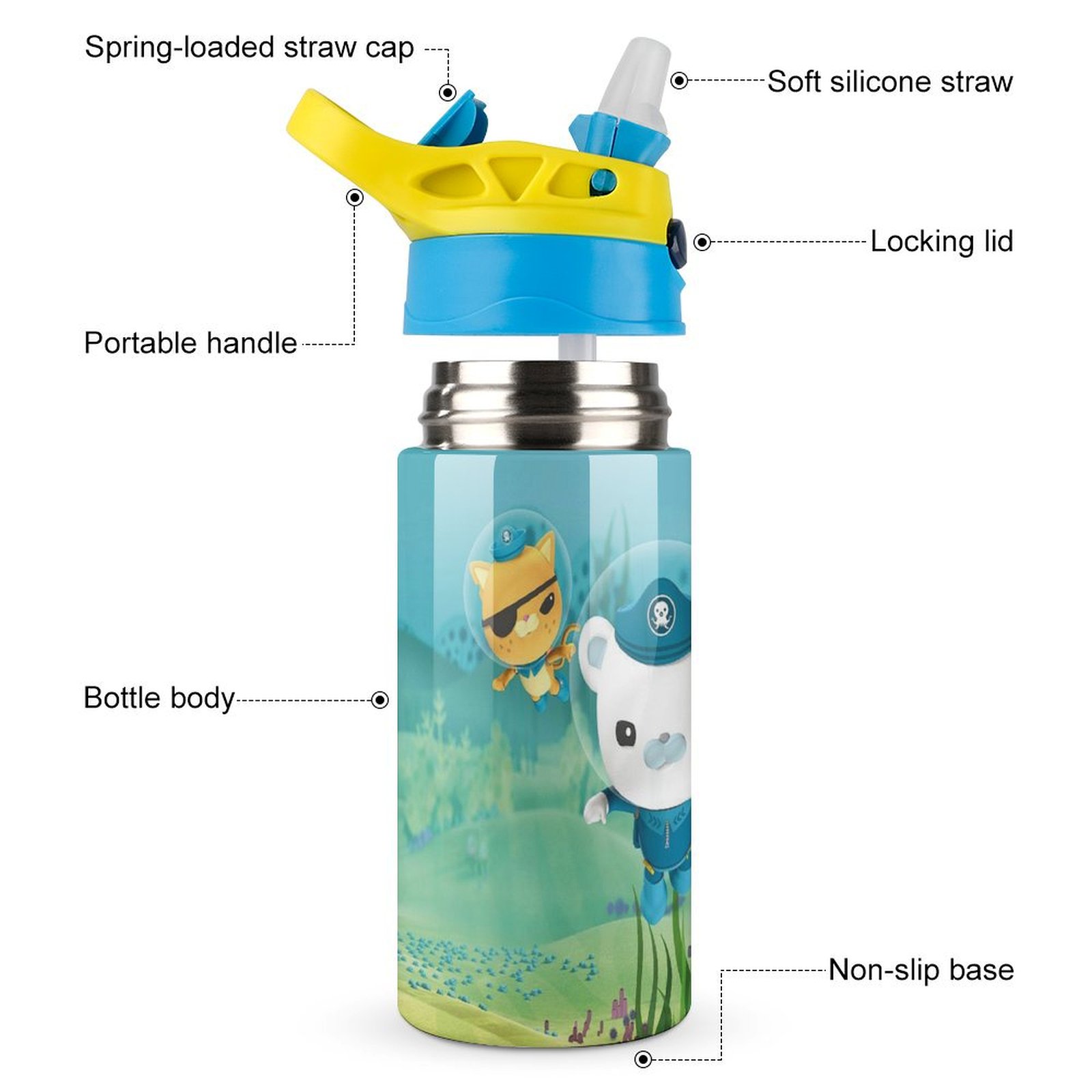 Octonauts Kids Straw Water Bottle, Stainless Steel Vacuum Insulated ...
