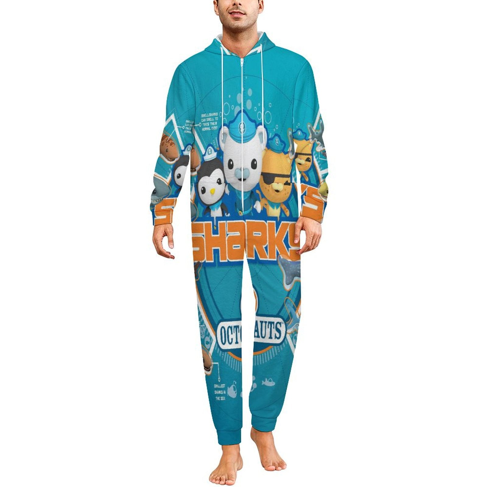Octonauts Men's Hooded Jumpsuit Onesie Pajamas Cozy Zip Up One Piece ...