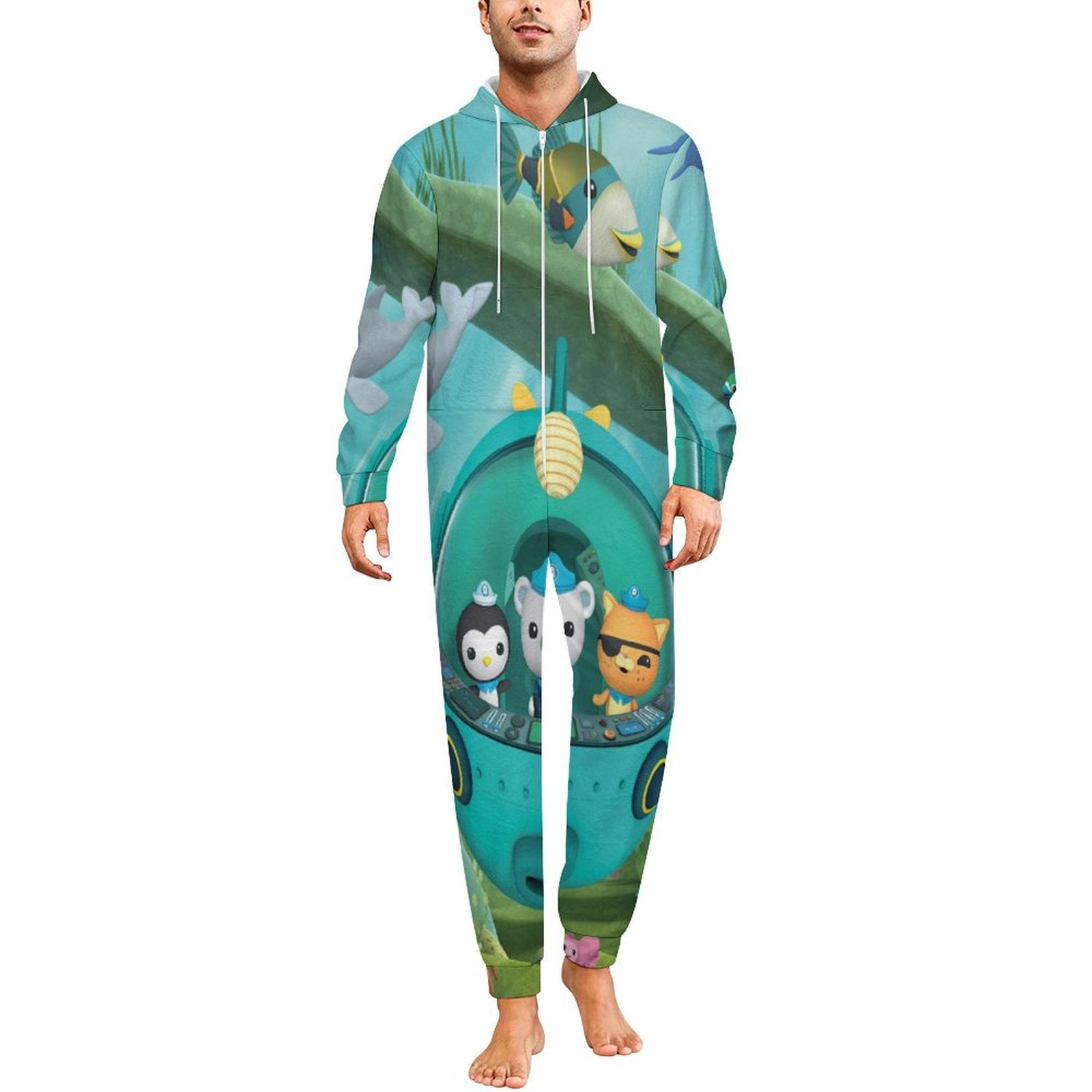 Octonauts Men's Hooded Jumpsuit Onesie Pajamas Cozy Zip Up One Piece ...