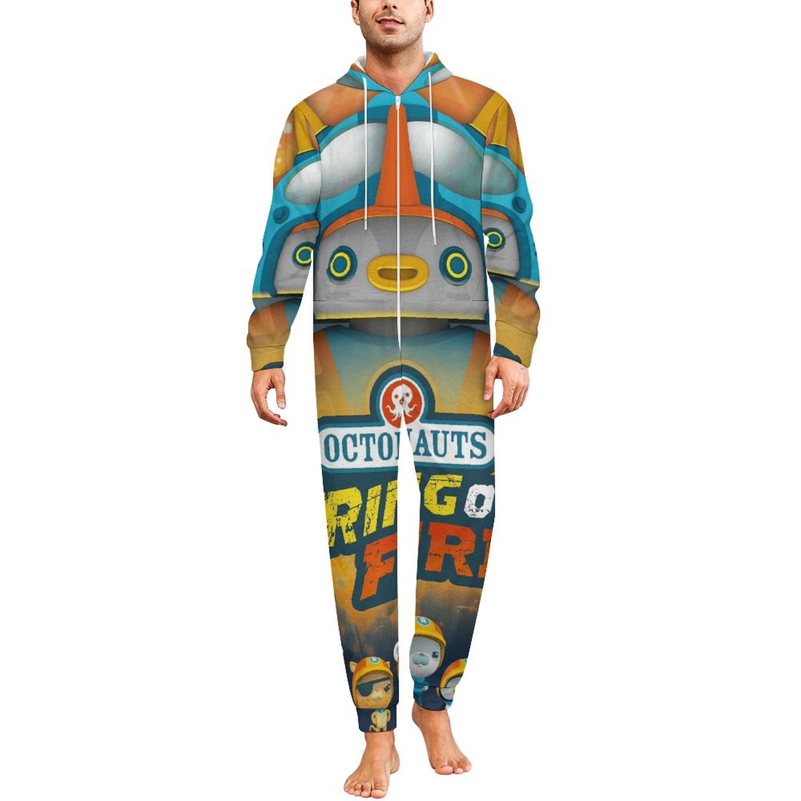Octonauts Men's Hooded Jumpsuit Onesie Pajamas Cozy Zip Up One Piece ...