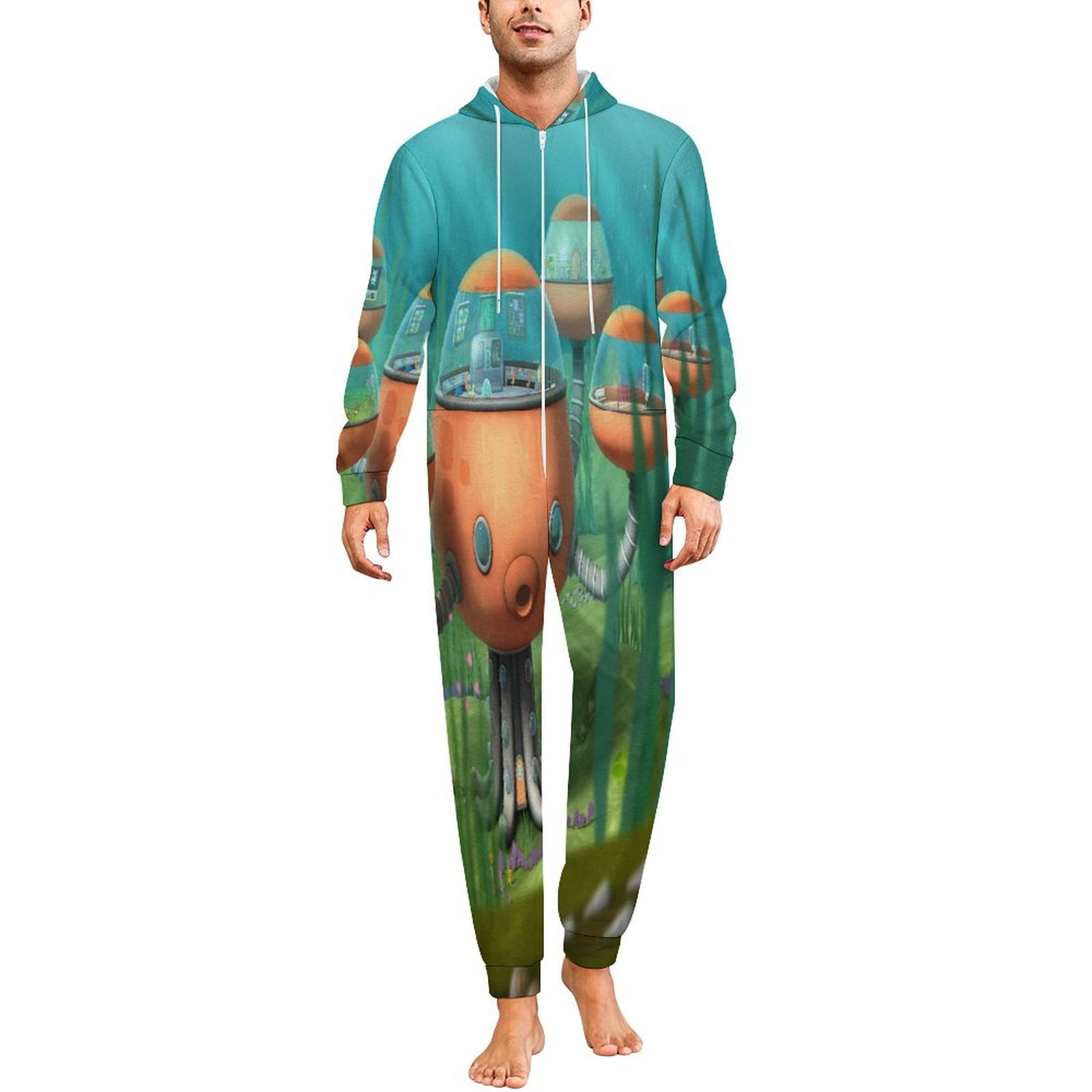 Octonauts Men's Hooded Jumpsuit Onesie Pajamas Cozy Zip Up One Piece ...