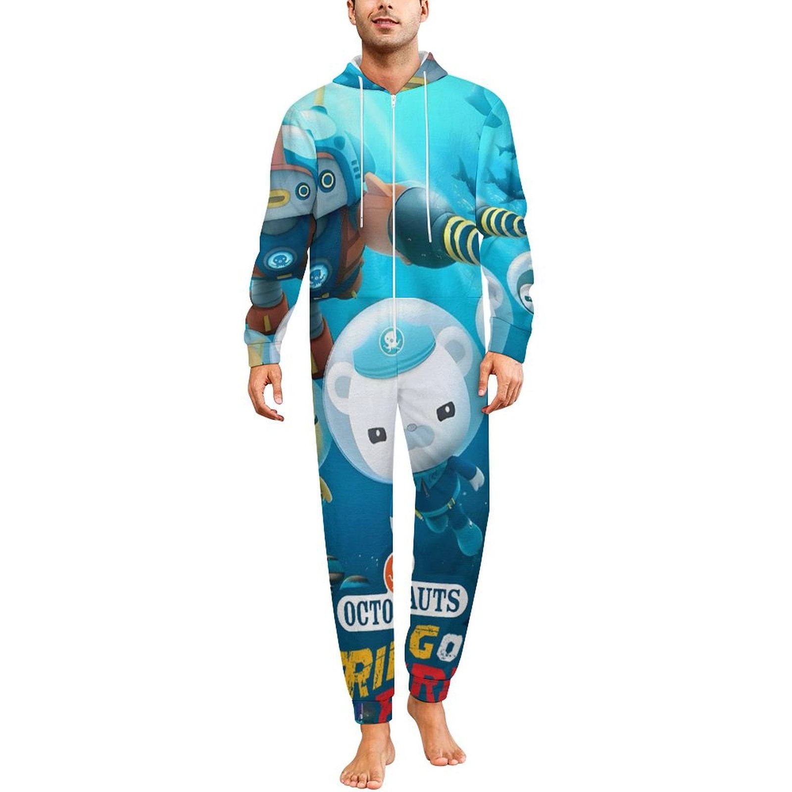 Octonauts Men's Hooded Jumpsuit Onesie Pajamas Cozy Zip Up One Piece ...