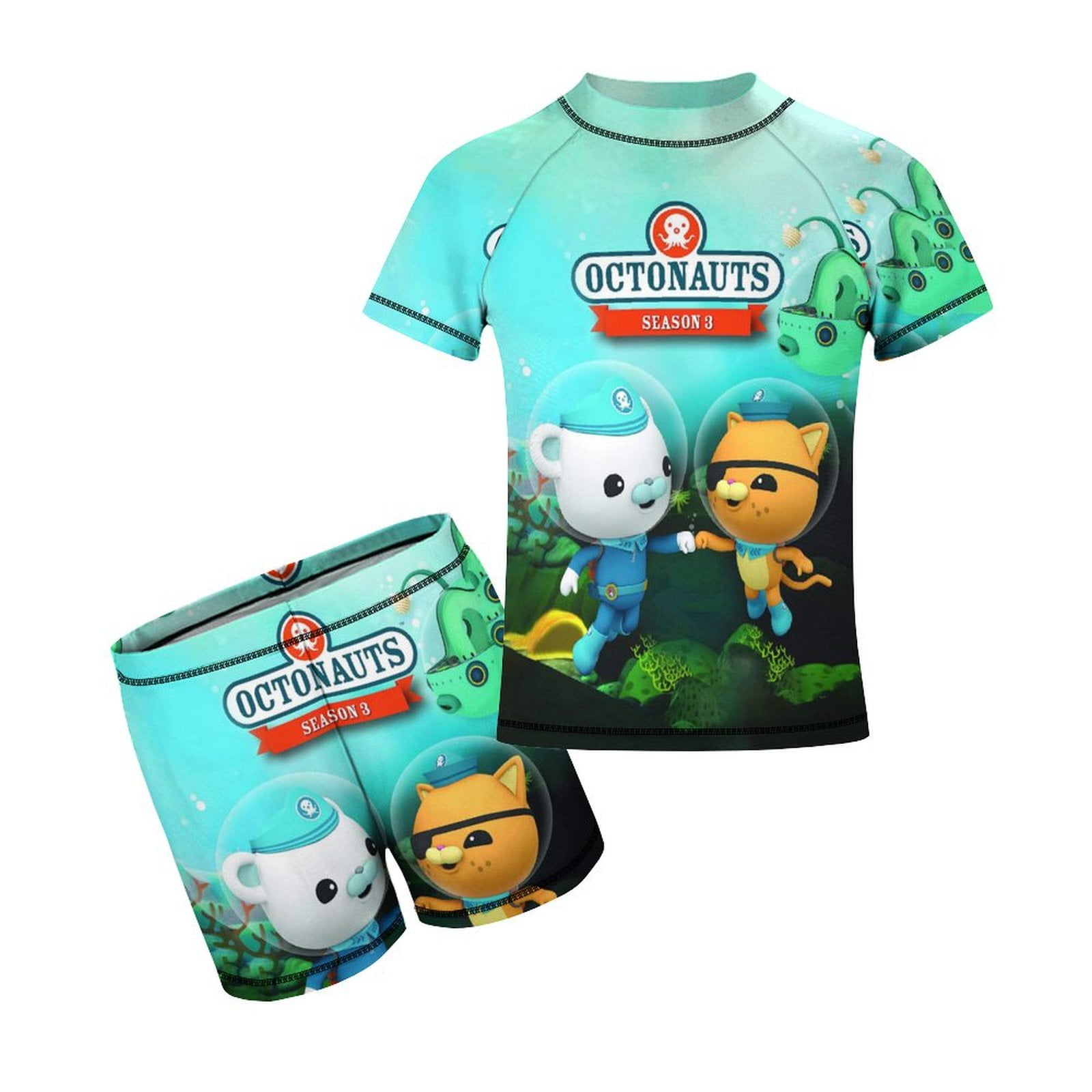 Octonauts Rash Guard Set 2 Piece Short Sleeve Swim Shirts with Trunks ...