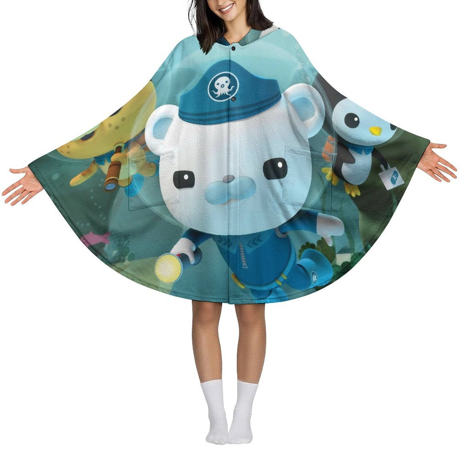 Octonauts Wearable Blanket Poncho Cape Wrap for Adult, Ultra Soft ...