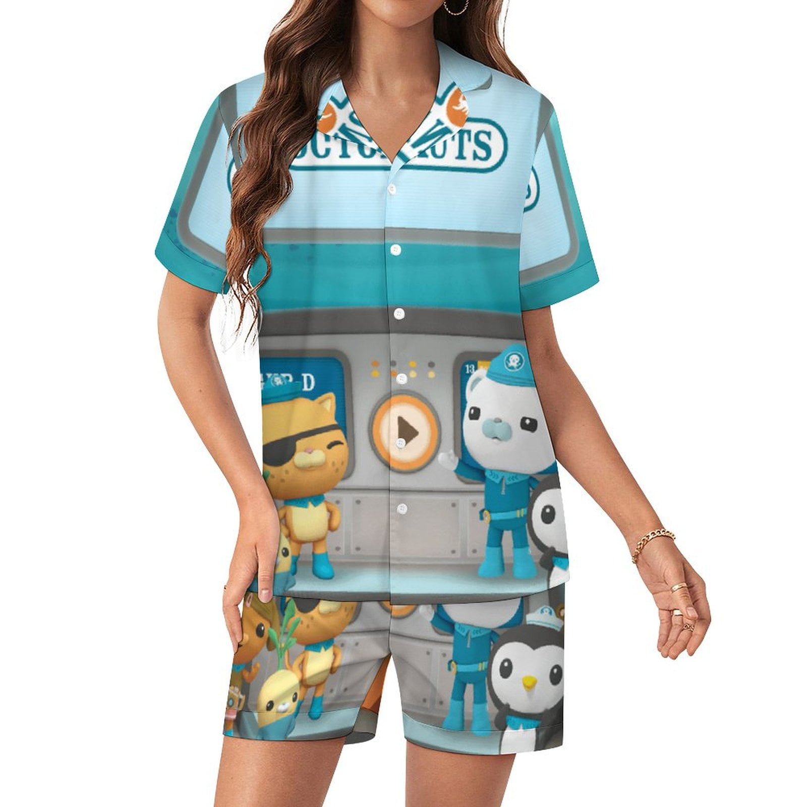 Octonauts Women Pajamas Set Short Sleeve Sleepwear Button Down ...