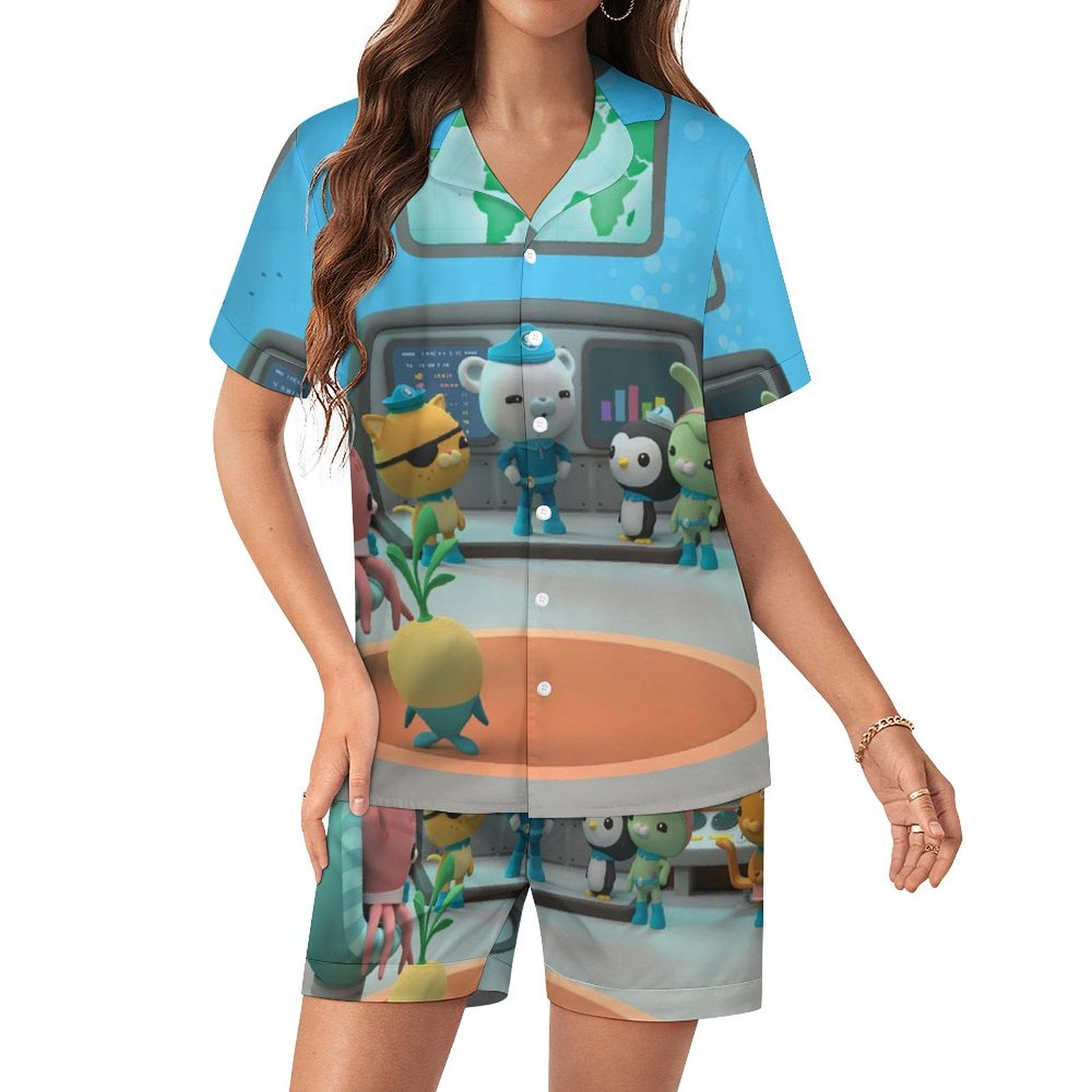 Octonauts Women Pajamas Set Short Sleeve Sleepwear Button Down ...