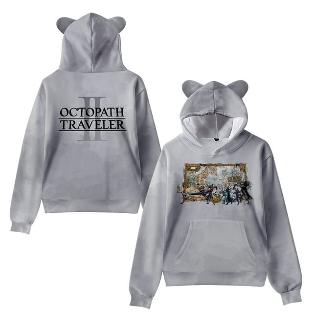 Octopath Traveler 2 3D Print Cosplay Men/Women Bear Ears Kawaii Hoodie ...