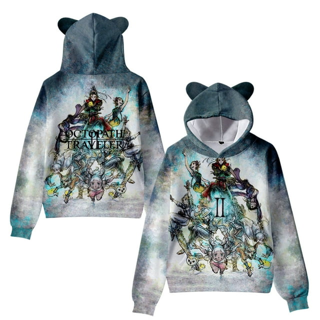 Octopath Traveler 2 3D Print Cosplay Men/Women Bear Ears Kawaii Hoodie ...