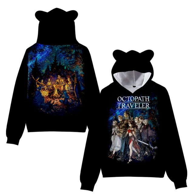 Octopath Traveler 2 3D Print Cosplay Men/Women Bear Ears Kawaii Hoodie ...