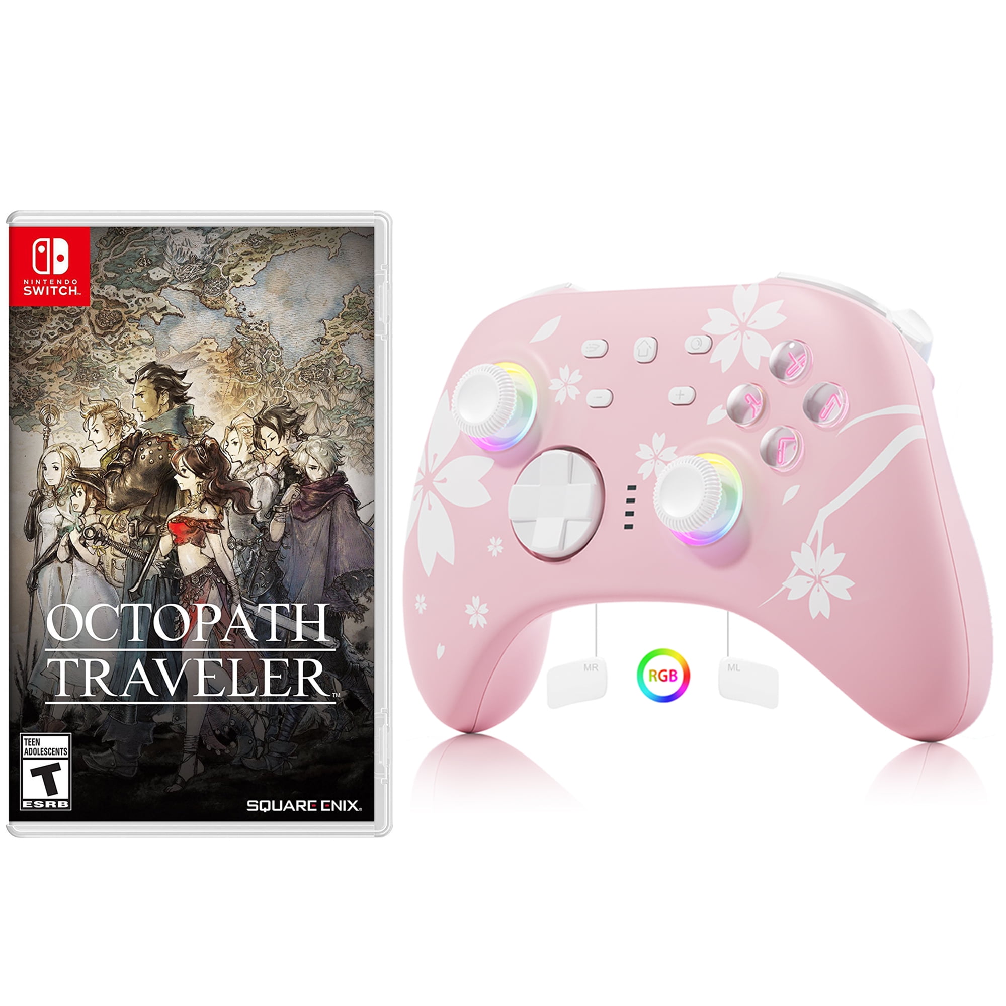 Octopath Traveler Game Disc and Upgraded Switch Pro Controller for ...