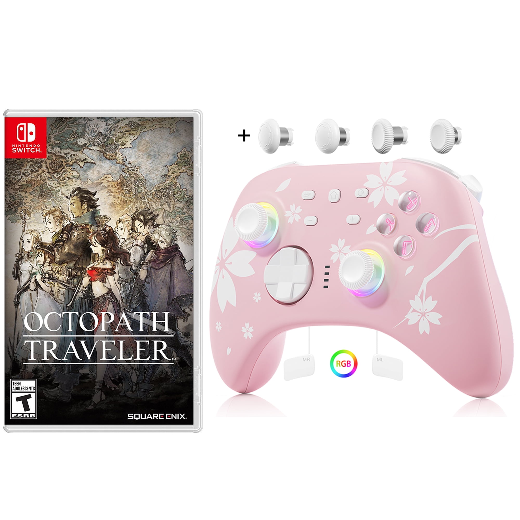 Octopath Traveler Game Disc and Upgraded Switch Pro Controller for ...