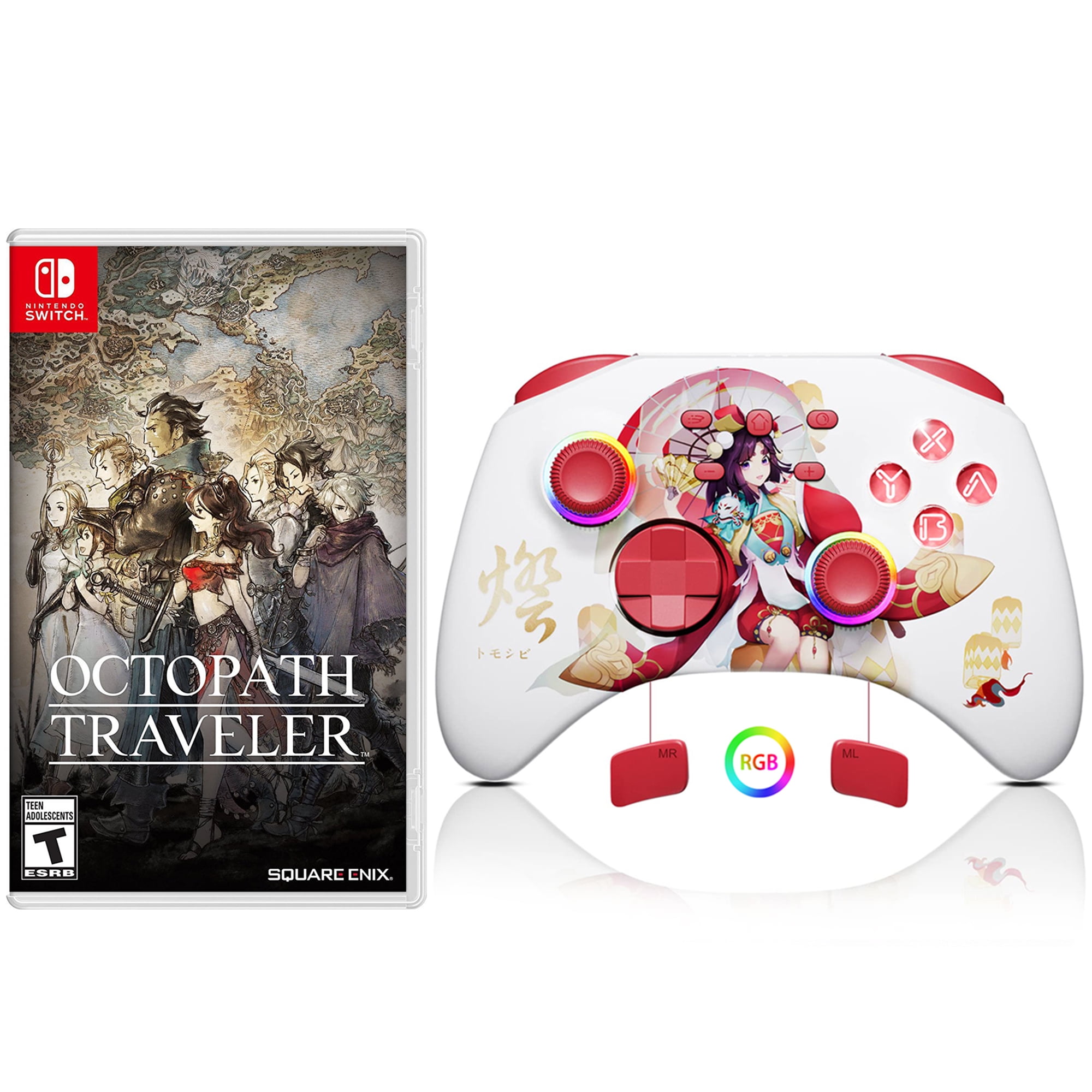 Octopath Traveler Game Disc and Upgraded Switch Pro Controller for ...