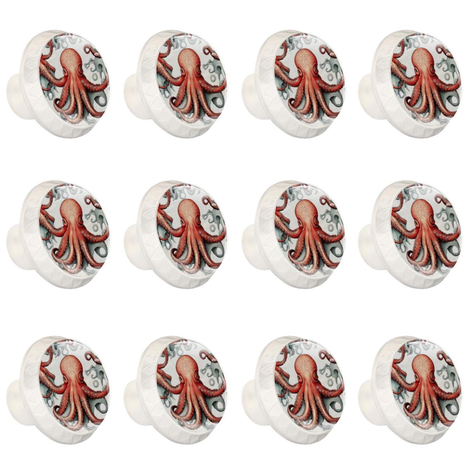 Octopus 12 Pcs White Round Drawer Pulls with Screws,ABS and Glass ...