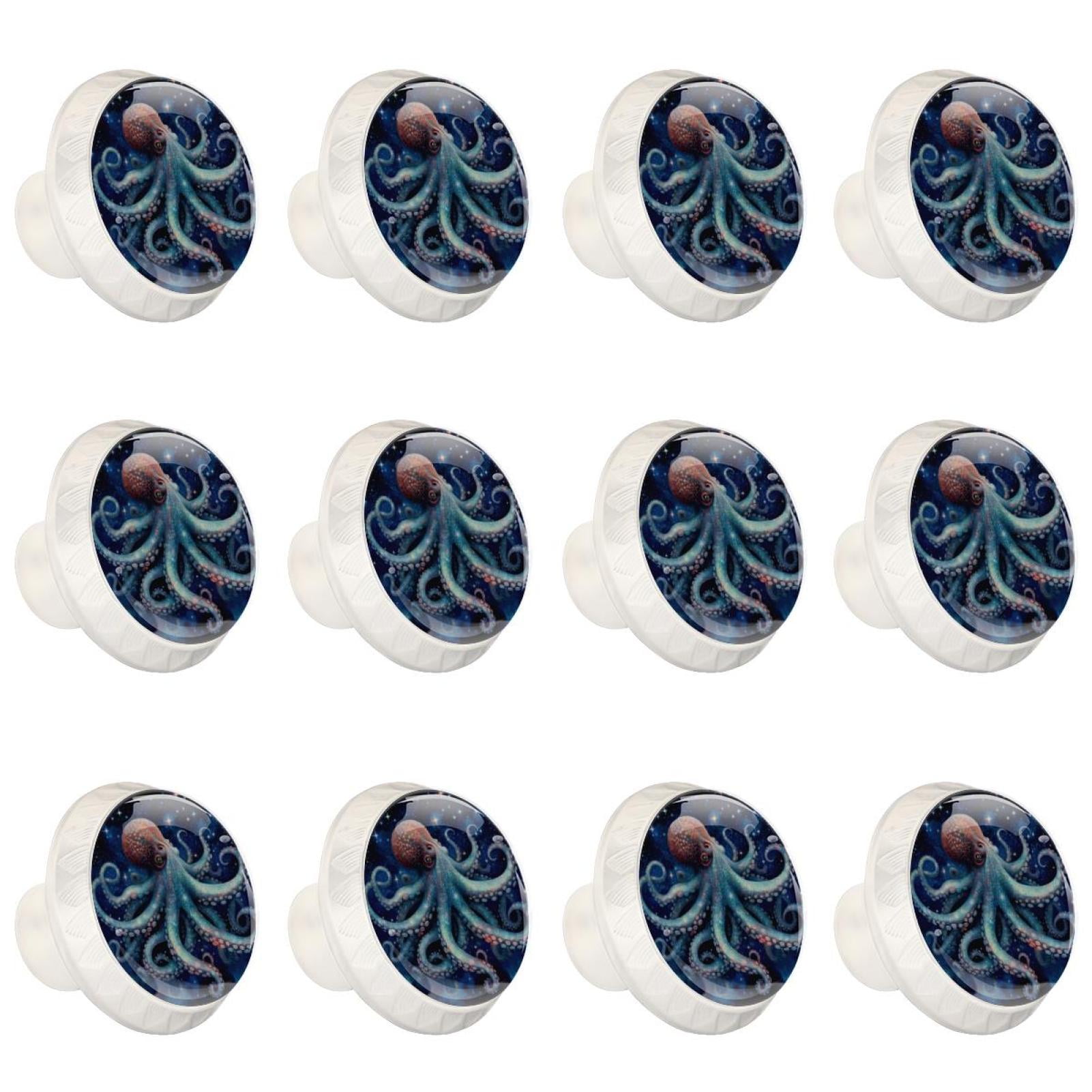 Octopus 12 Pcs White Round Drawer Pulls with Screws,ABS and Glass ...