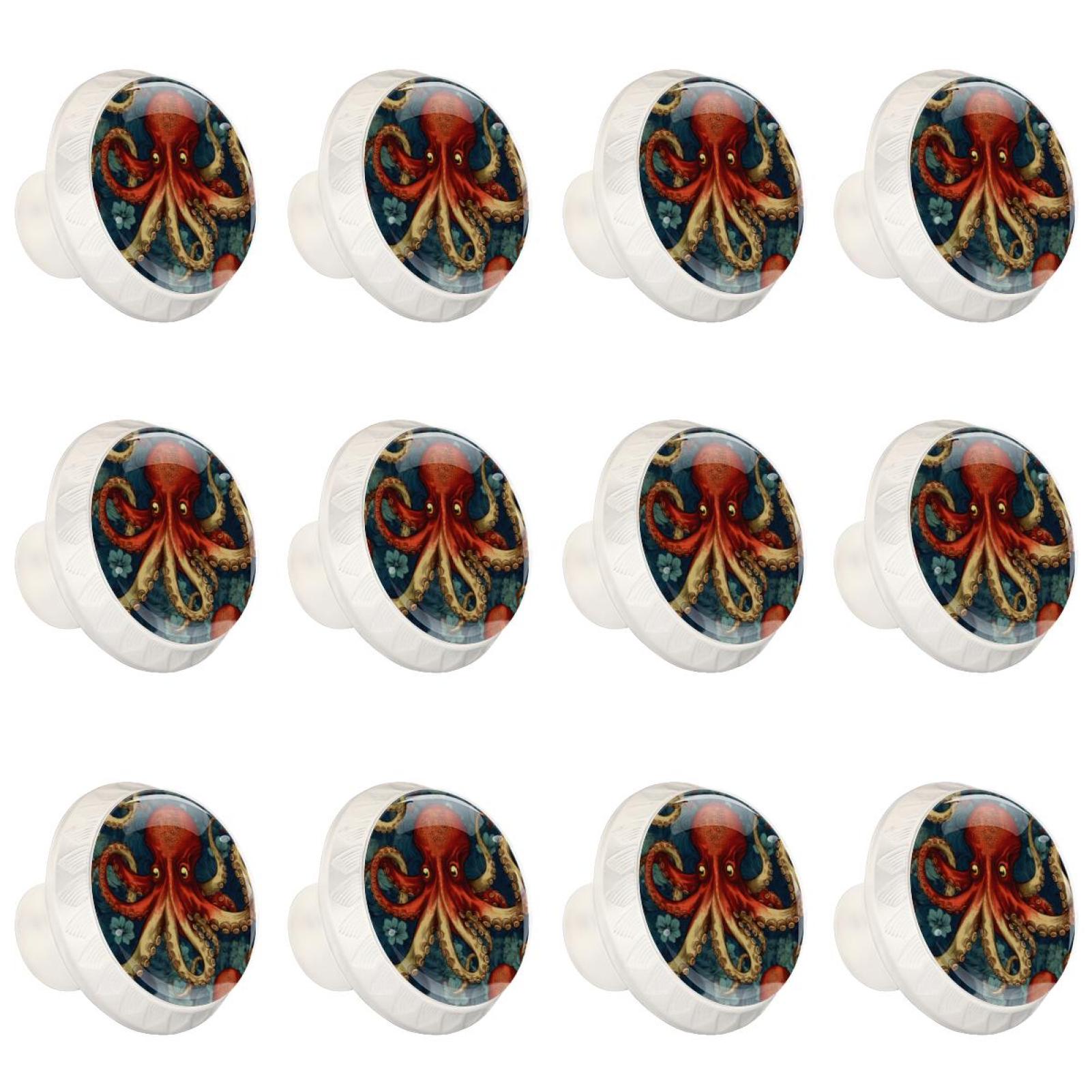 Octopus 12 Pcs White Round Drawer Pulls with Screws,ABS and Glass ...