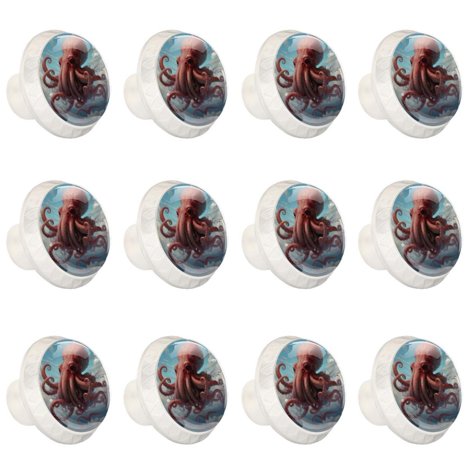 Octopus 12 Pcs White Round Drawer Pulls with Screws,ABS and Glass ...