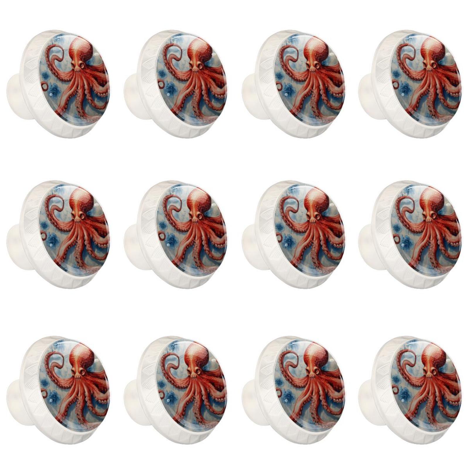 Octopus 12 Pcs White Round Drawer Pulls with Screws,ABS and Glass ...