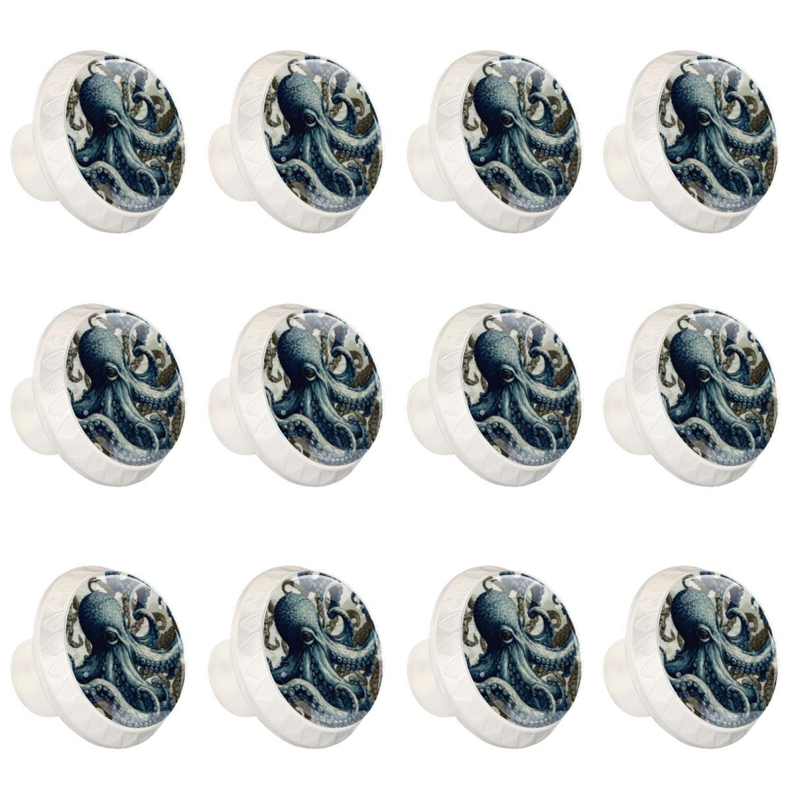 Octopus 12 Pcs White Round Drawer Pulls with Screws,ABS and Glass ...
