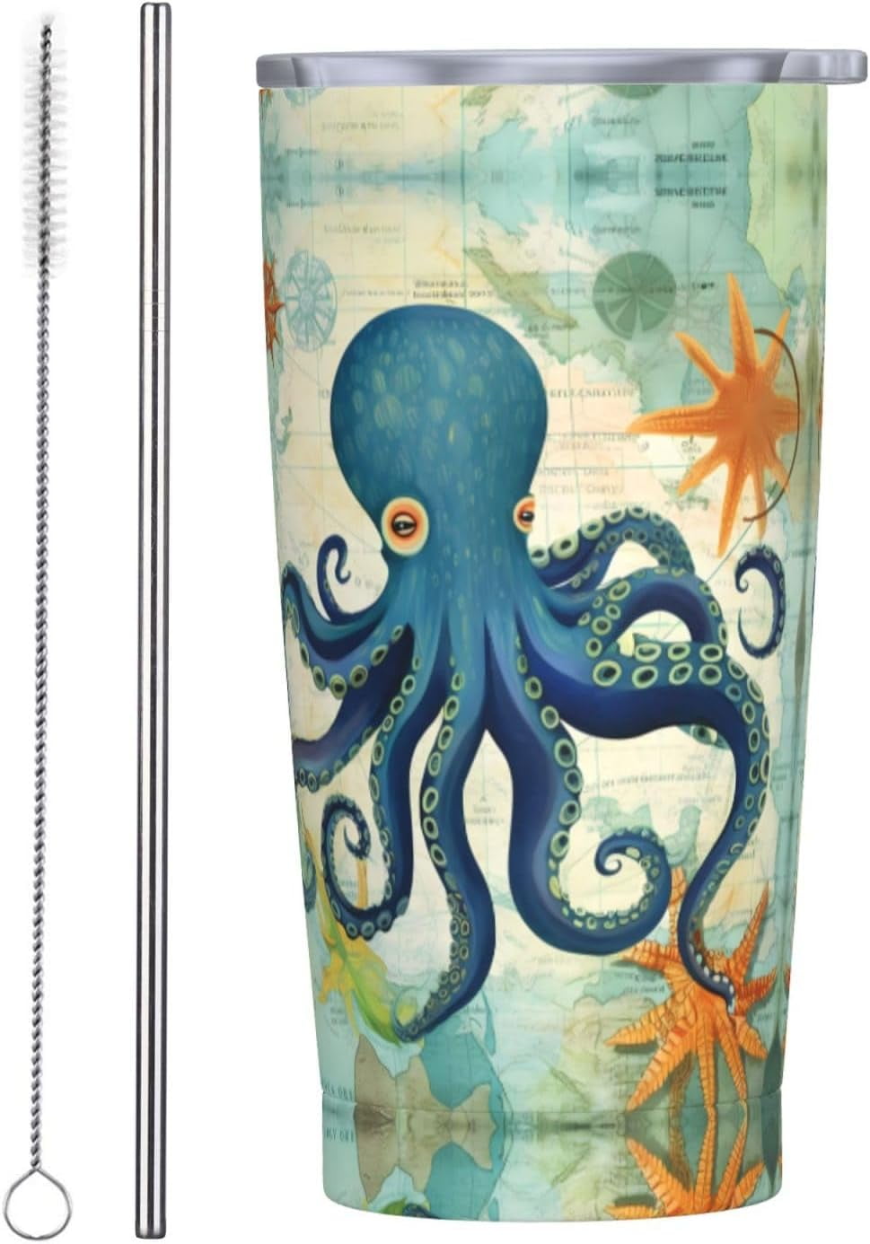 Octopus 20 oz Tumbler with Lids and Straws Ocean World,Sea Animals ...
