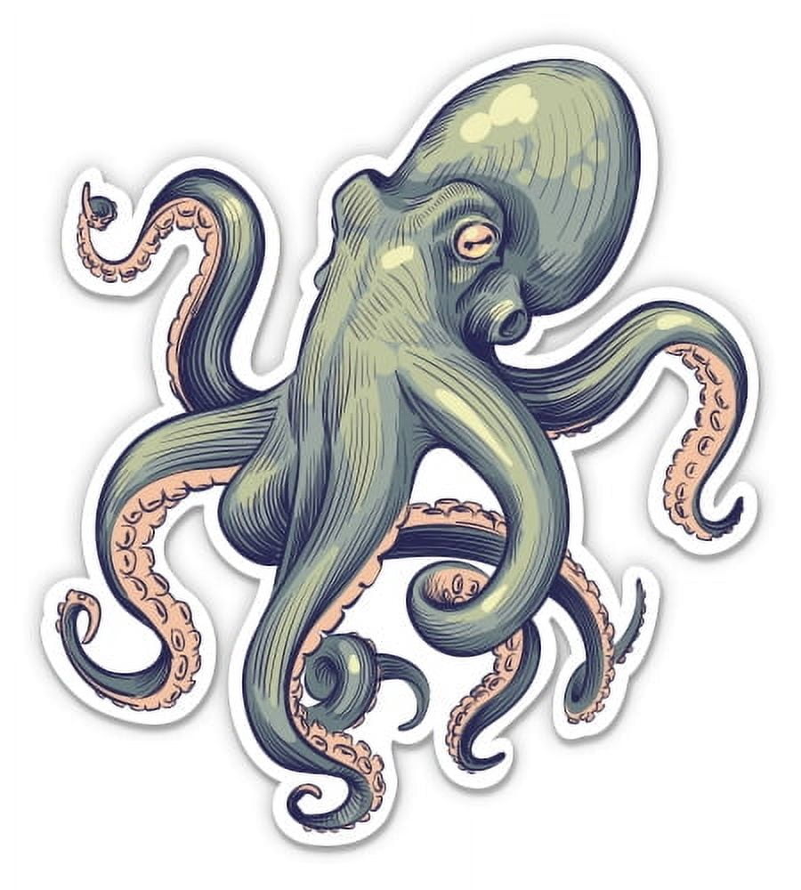 Octopus - 3" Vinyl Sticker - For Car Laptop Water Bottle Phone ...