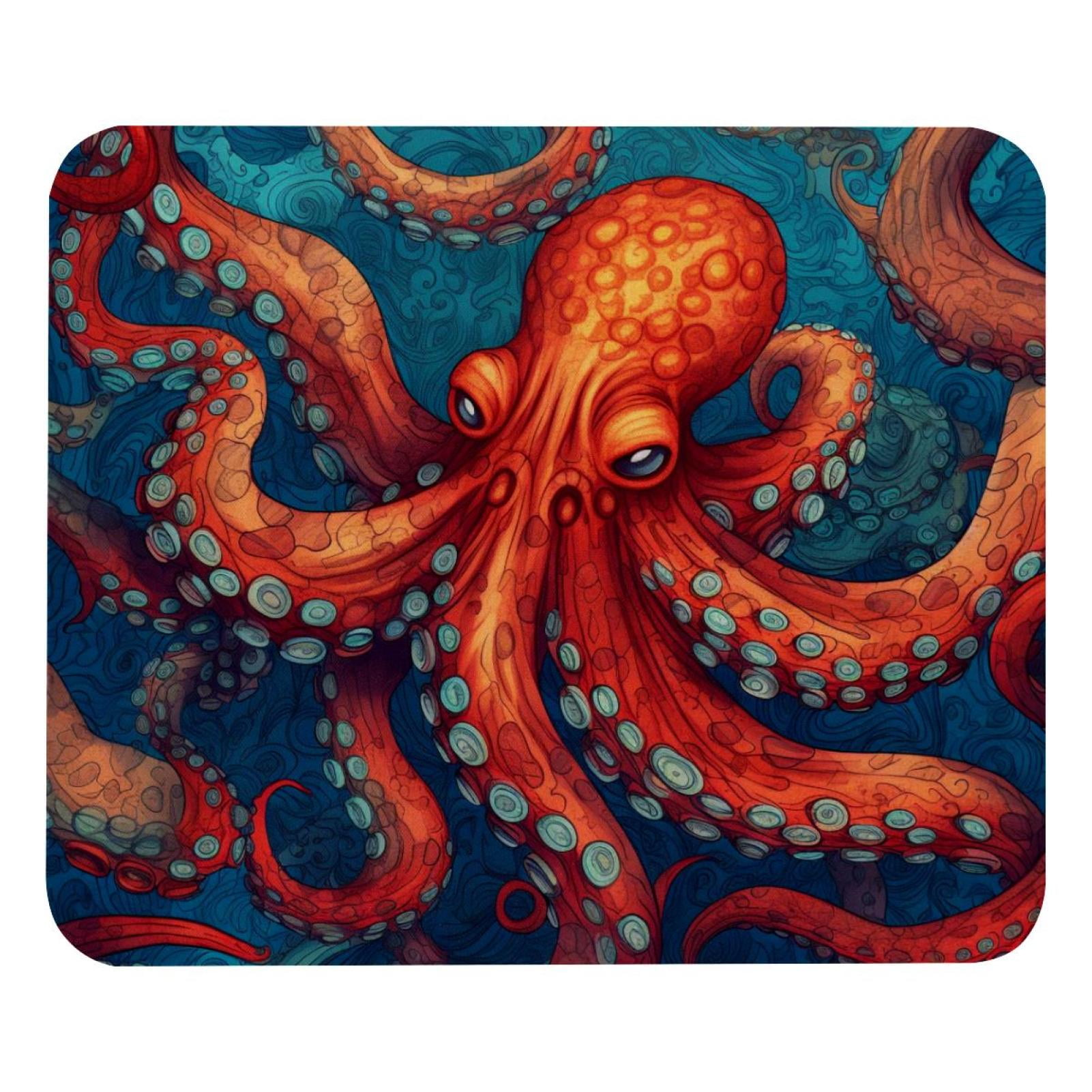 Octopus 8.3x9.8 Inch Square Non-Slip Rubber Bottom Mouse Pad, Desk Pad ...