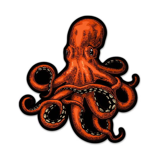 Octopus - 8" Vinyl Sticker - For Car Laptop I-Pad - Waterproof Decal ...