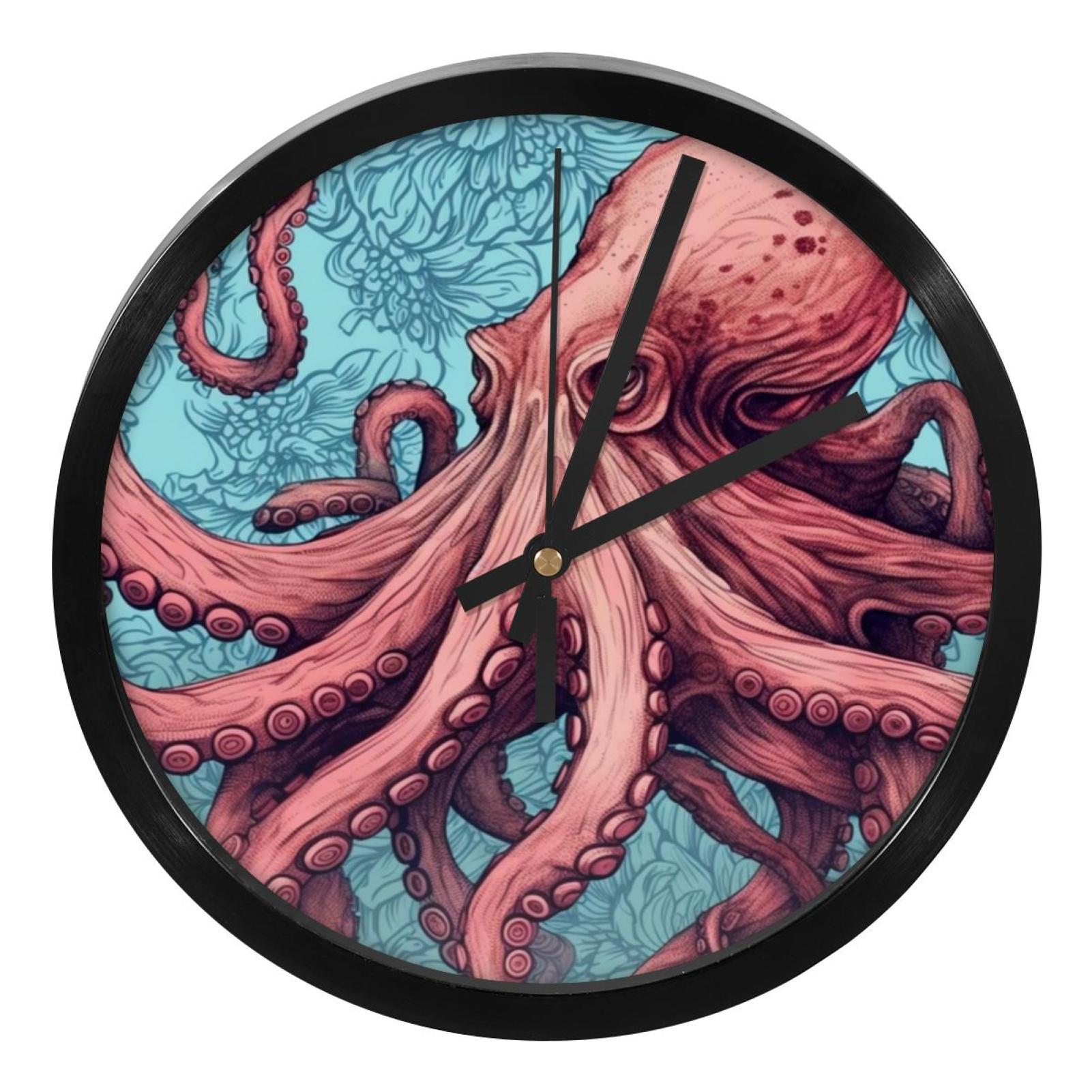 Octopus 9.8 Inch Round Digital Wall Clock - Silent Non-Ticking Battery ...