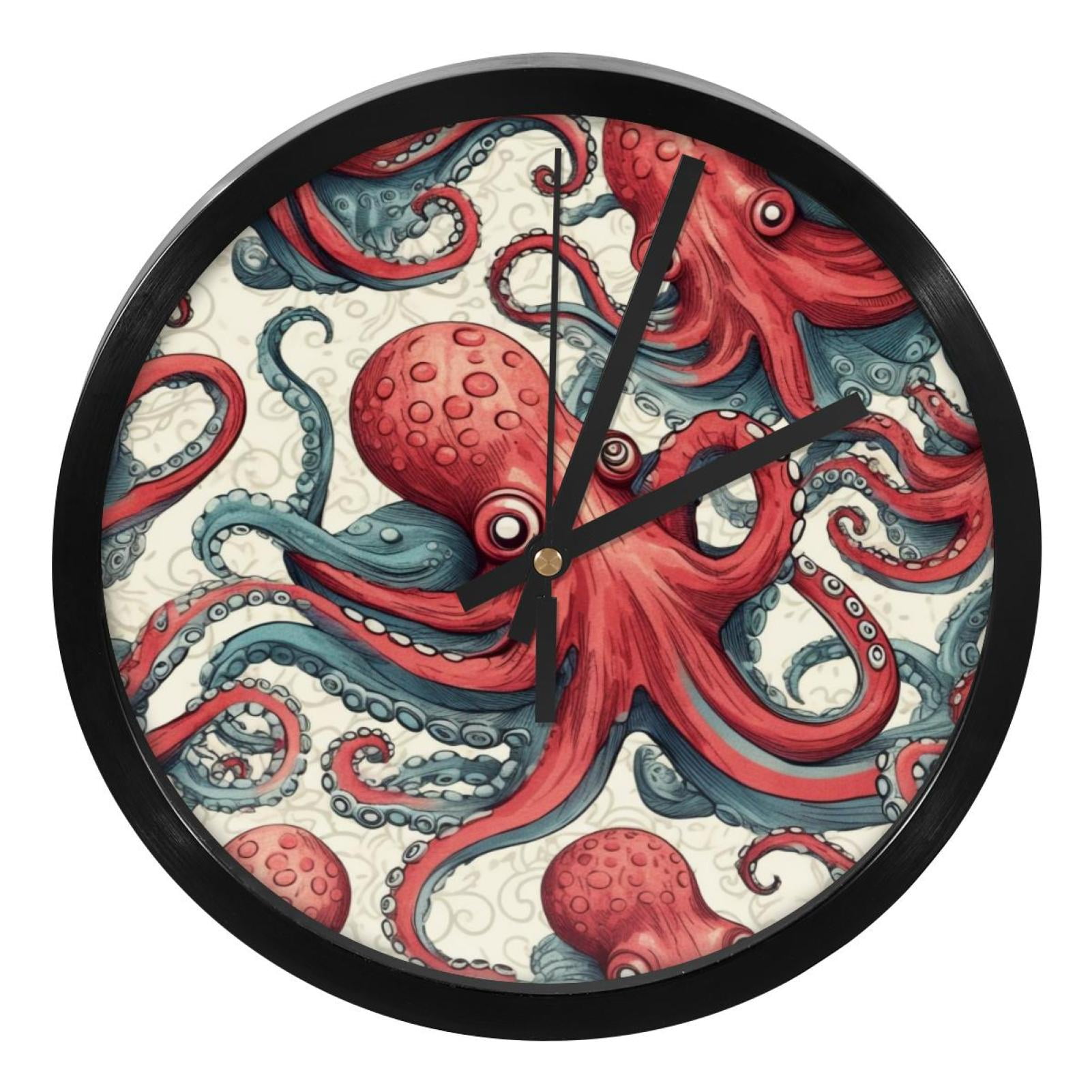 Octopus 9.8 Inch Round Digital Wall Clock - Silent Non-Ticking Battery ...