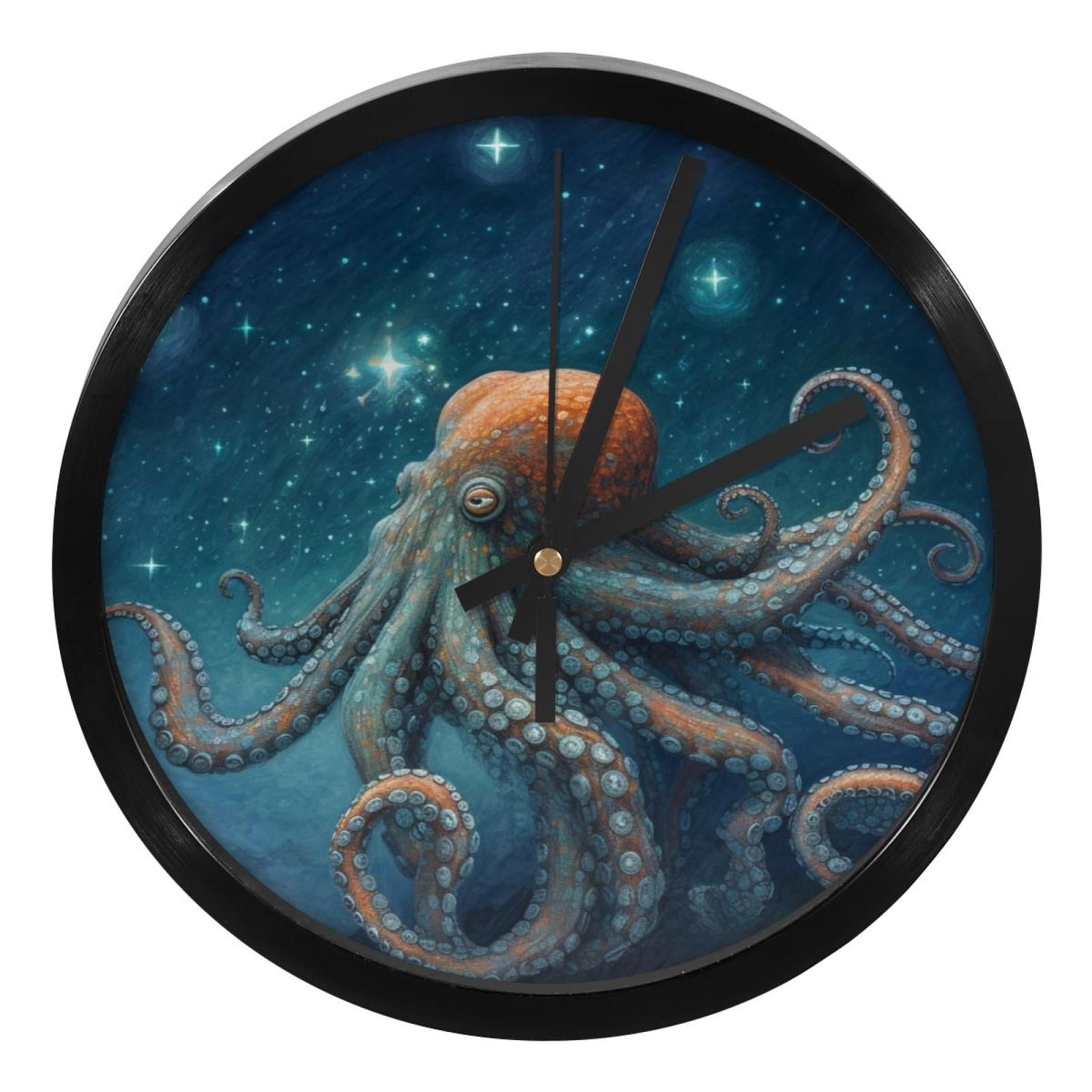 Octopus 9.8 Inch Round Digital Wall Clock - Silent Non-Ticking Battery ...