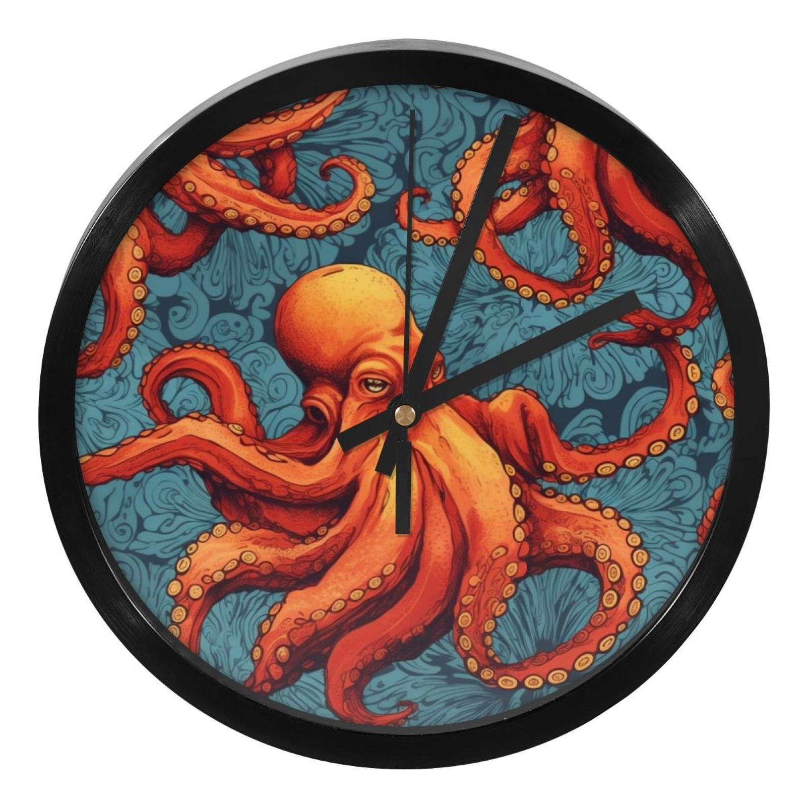 Octopus 9.8 Inch Round Digital Wall Clock - Silent Non-Ticking Battery ...