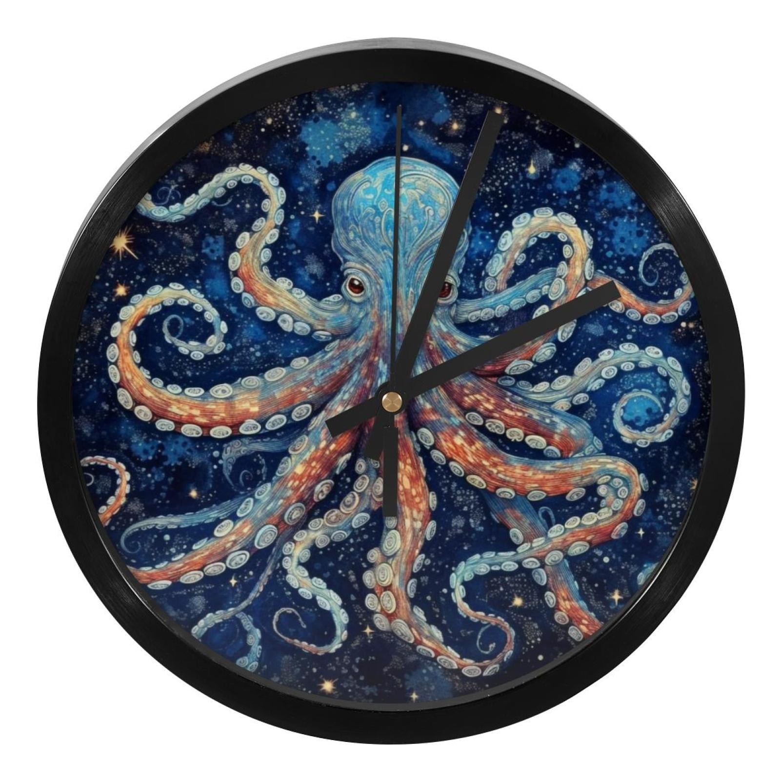 Octopus 9.8 Inch Silent Non-Ticking Round Digital Wall Clock, Battery ...